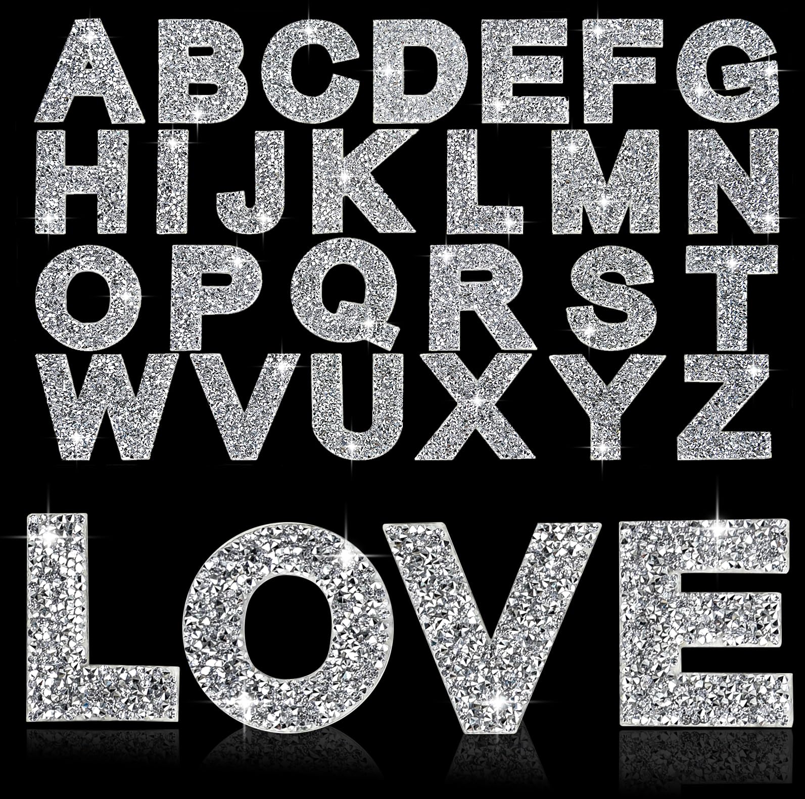 Amazon.com: Morcheiong 26Pcs Rhinestone Letter Patches A-Z, Self ...