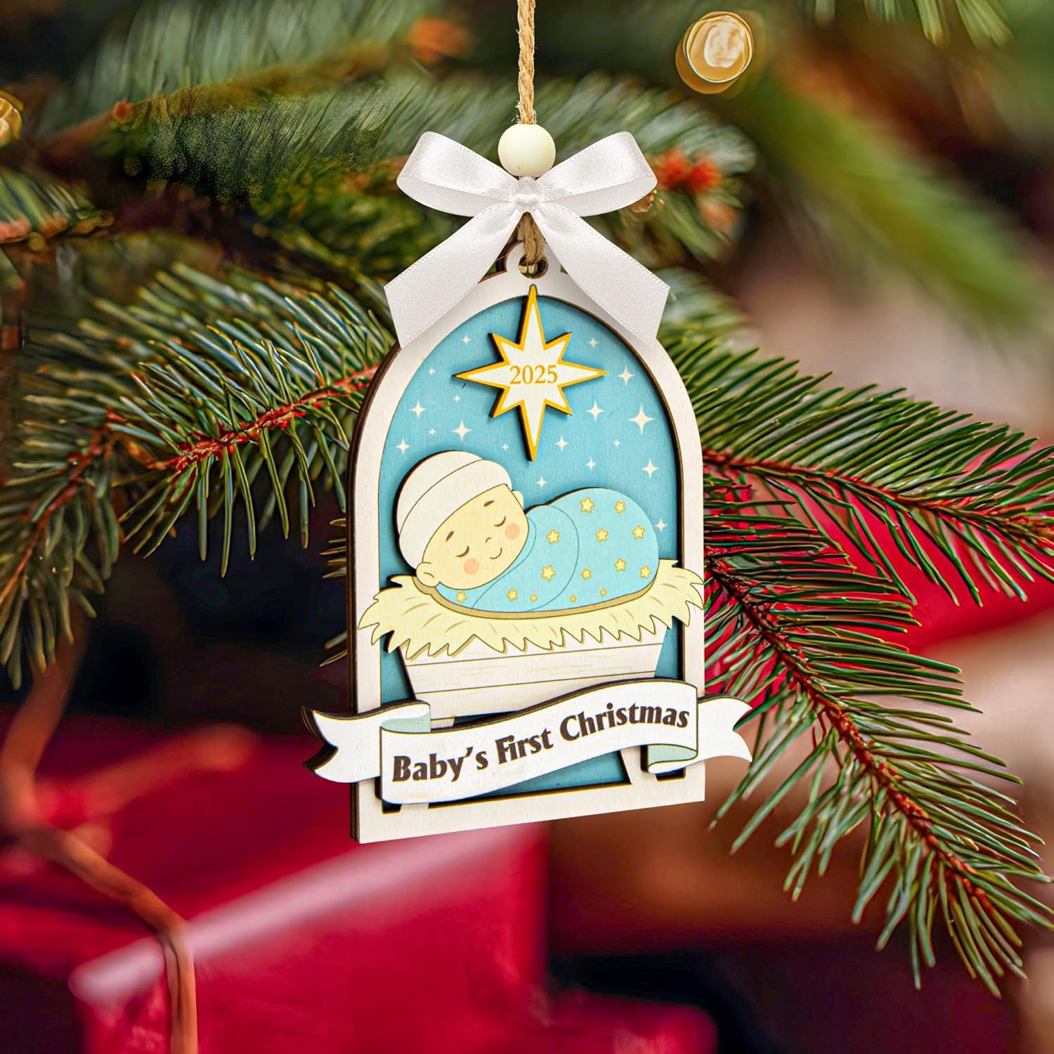 Amazon.com: Woodamore Babys First Christmas Ornament 2025 Boy - Baby ...