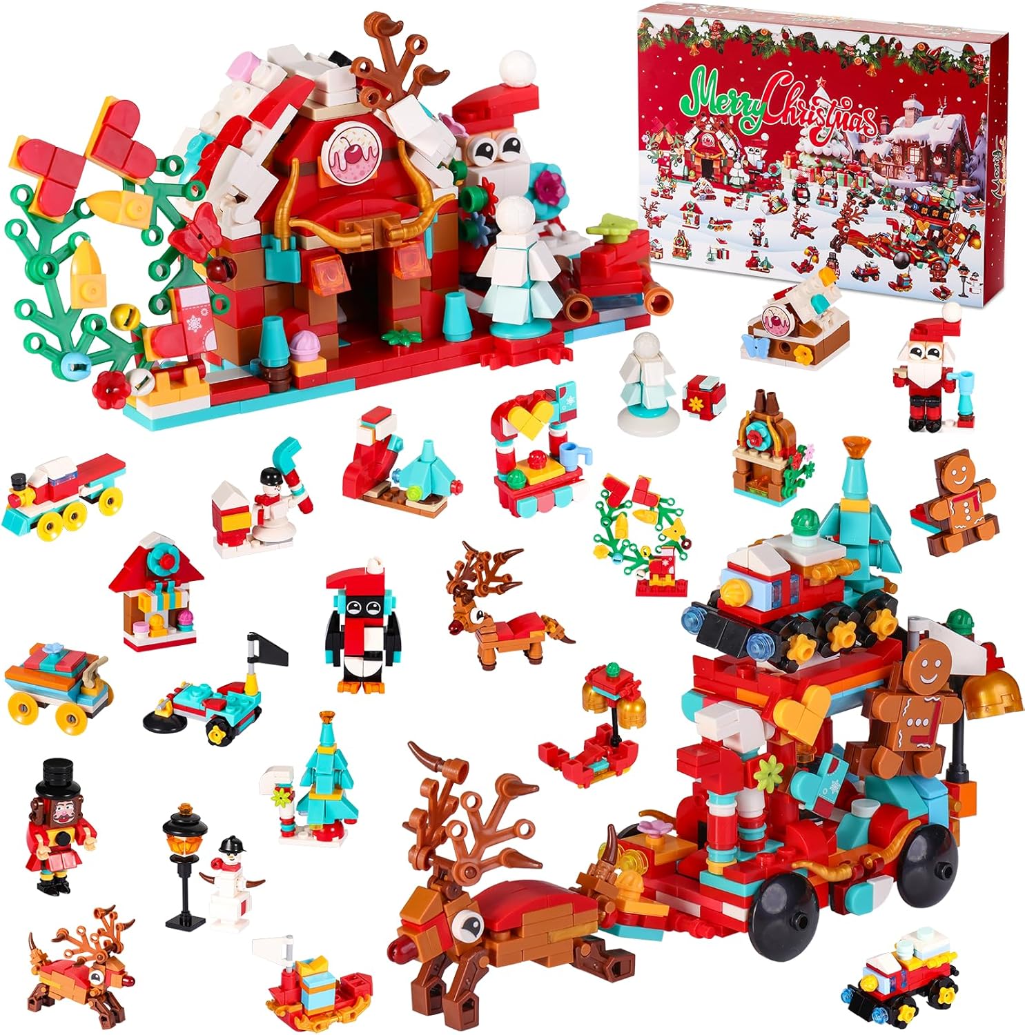 Advent Calendar 2025 Blocks, Building Blocks Toy 24 Days Christmas ...