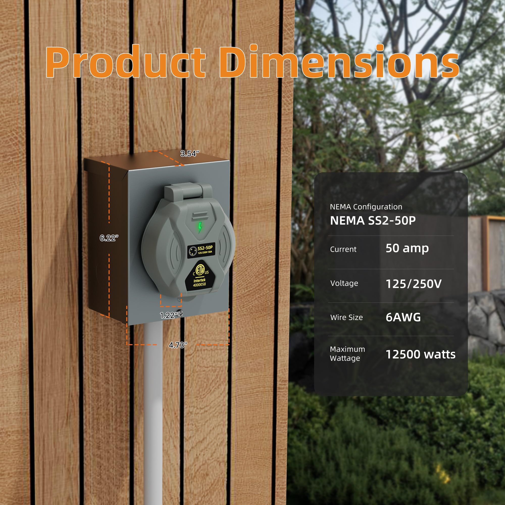 Snapklik.com : Joinfworld 50 Amp Generator Power Inlet Box, 3 Prong ...