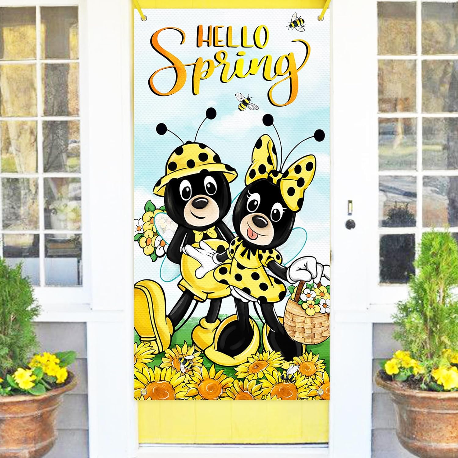 Amazon.com: Bolisom Hello Spring Door Cover Decorations, Sunflower ...