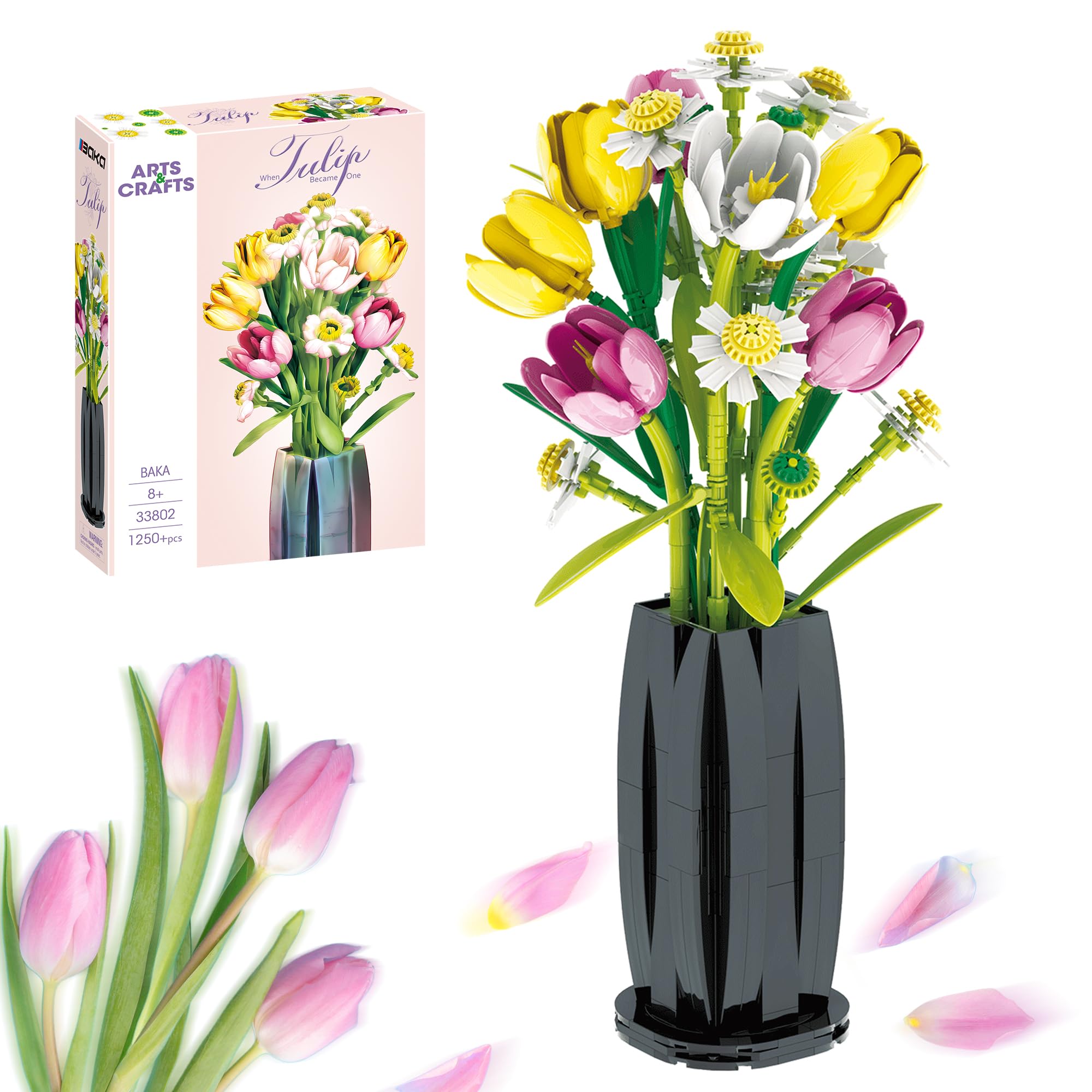 Amazon.com: PUNIMA Tulips Building Blocks Set, Flowers Bouquet with ...