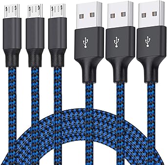 Amazon.com: Micro USB Cable, 3Pack 6FT Android Charger Cord Long Nylon ...