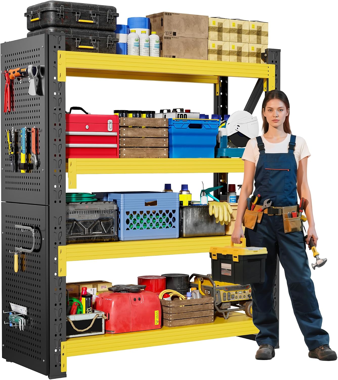 Welfiya Garage Shelving,Heavy Duty Storage Rack,4 Tiers Metal Storage ...