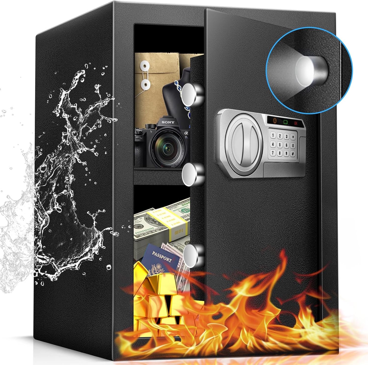 2.5 Cu Ft Safe Box for Home Documents -Steel Electronic Digital Safety ...