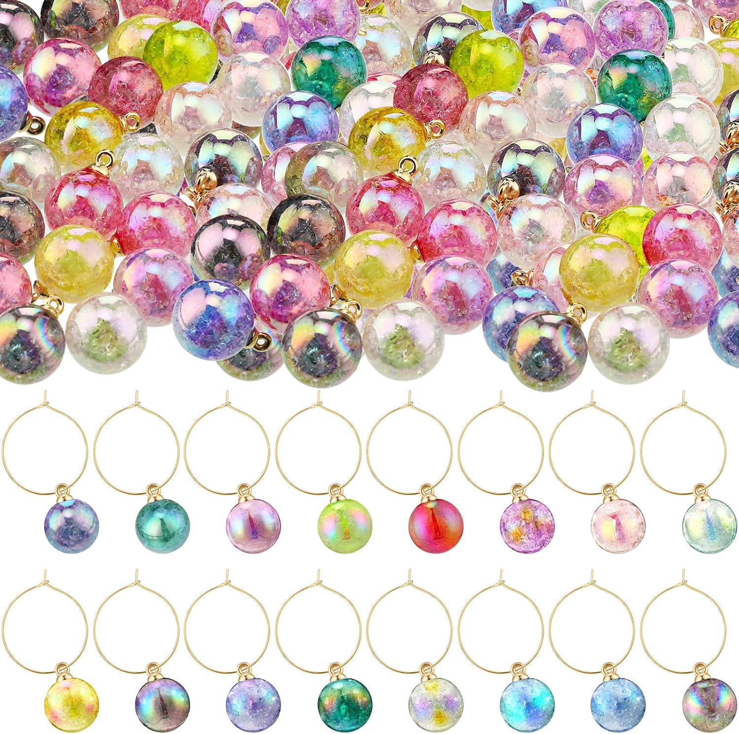 Amazon.com | 50 Pcs Wine Glass Charms for Stem Glasses Reusable Wine ...