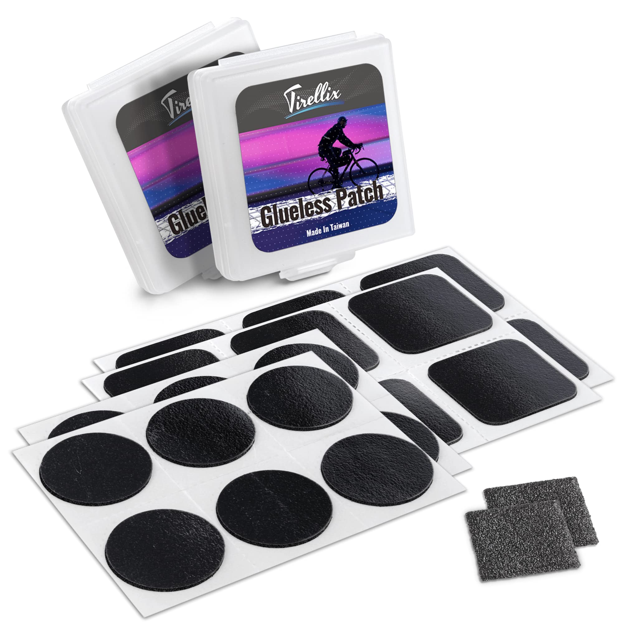 Amazon.com : Tirellix Bike Tire Patch Kit – 24-pcs Glueless Tube Patch ...