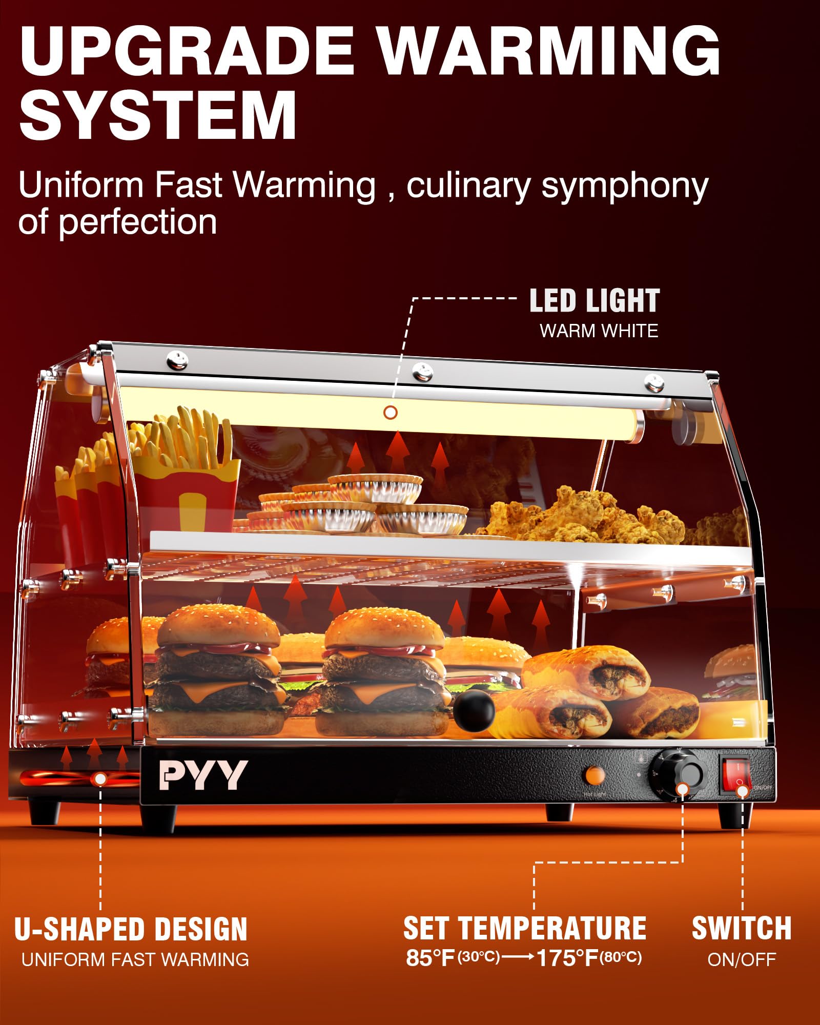 Snapklik.com : PYY Commercial Food Warmer Display, 2-Tier Electric ...