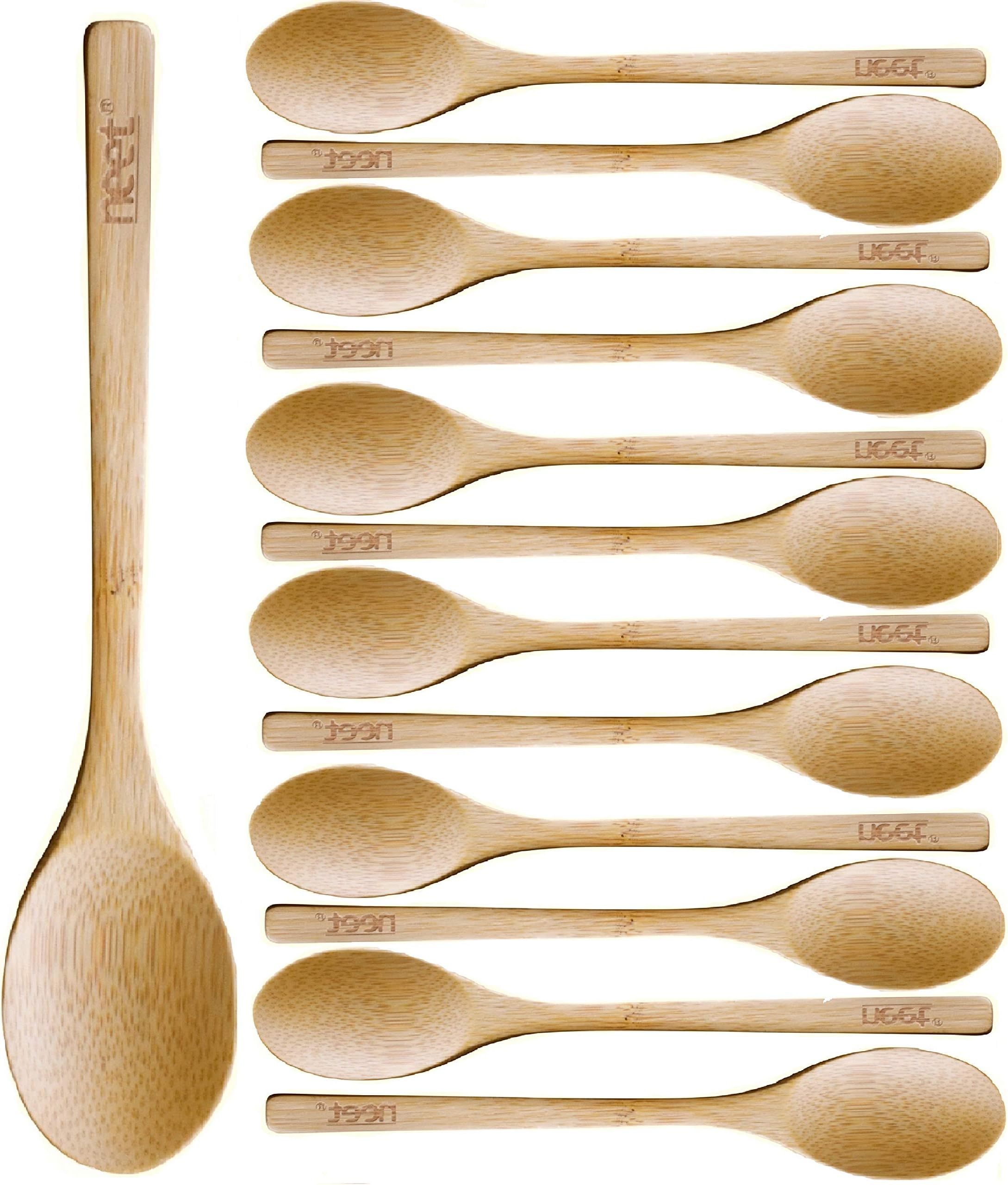 Amazon.com: 12 Piece Wooden Spoons Set For Eating 7" inch Reusable ...