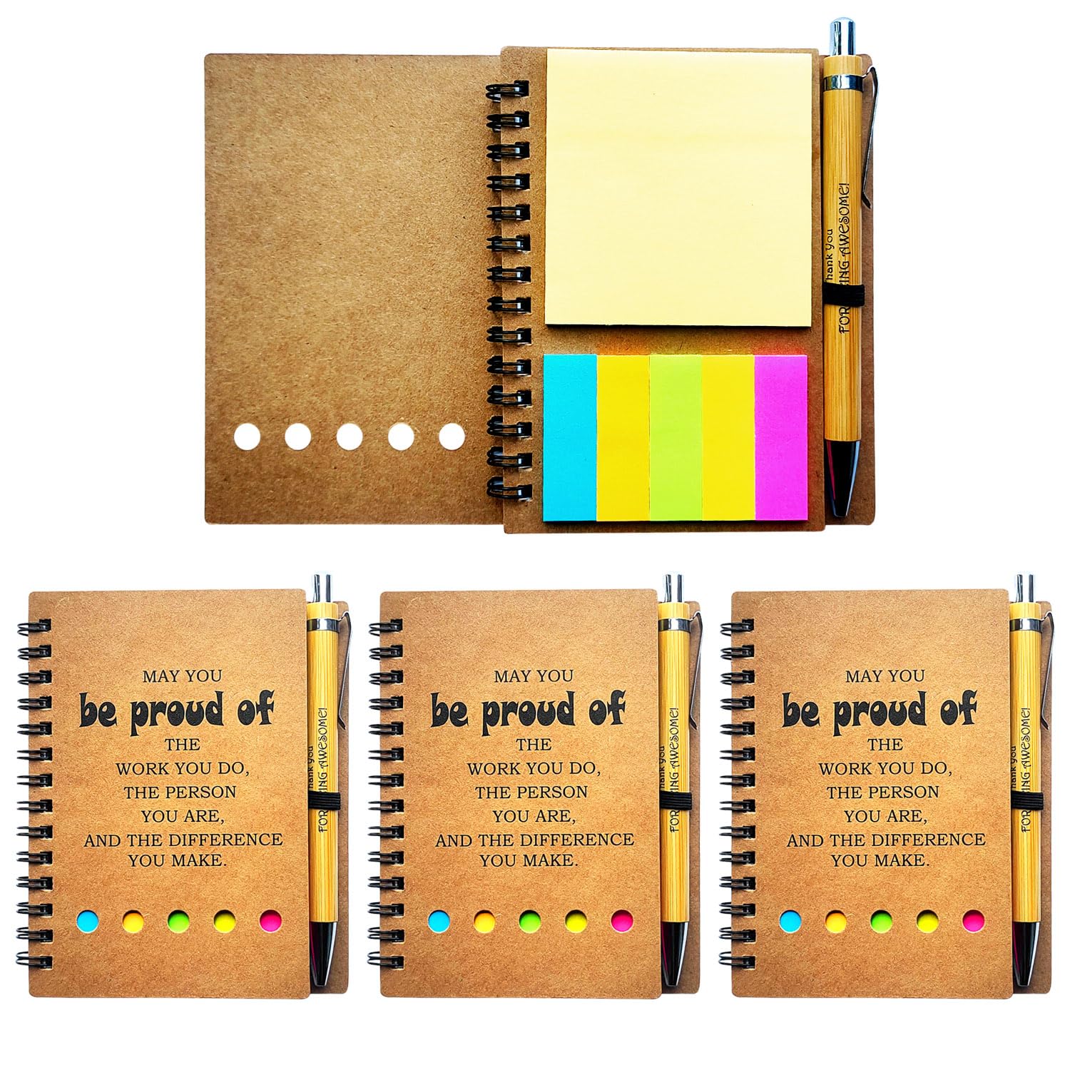 4 Set Spiral Notebook with Pen,60 Sheets,Office/School Supplies,5.7 x 4 ...