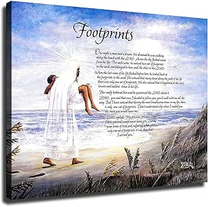 Amazon.com: Footprints in The Sand Christian Religious Wall Picture ...