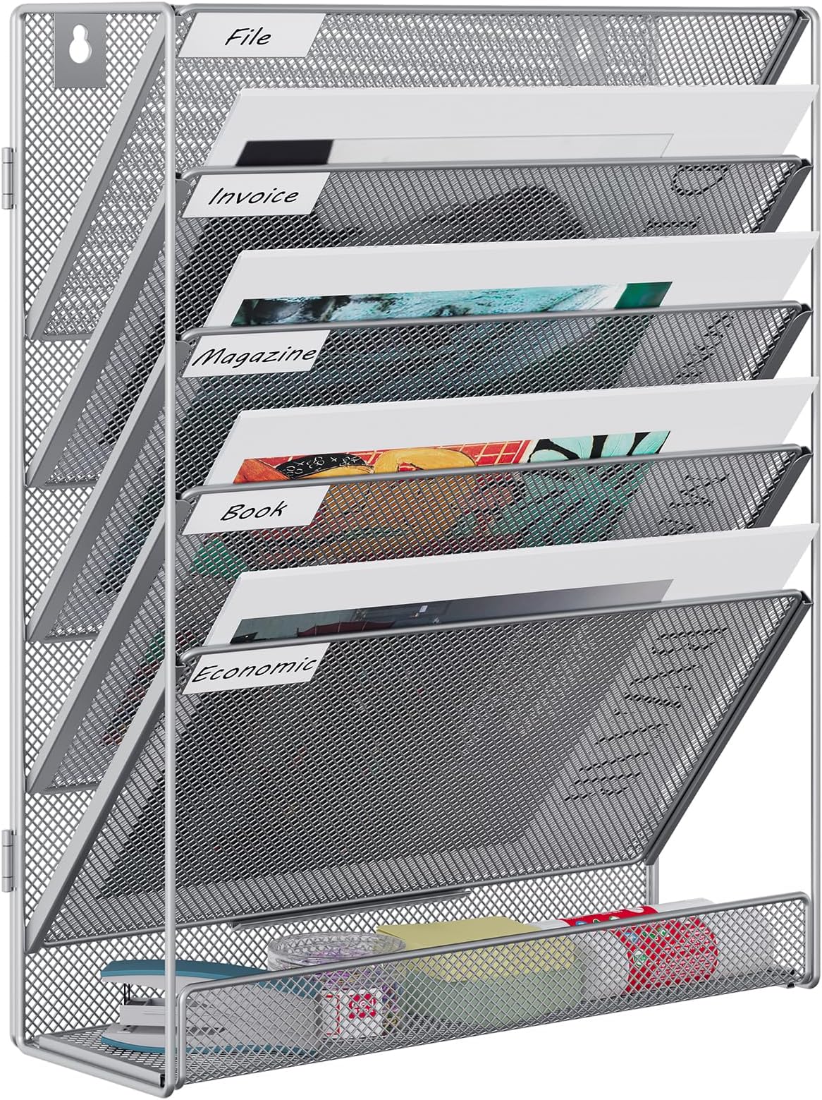 EasyPAG 6 Tier Assemble A4 Mesh in Tray Hanging Wall File Holder Mail ...
