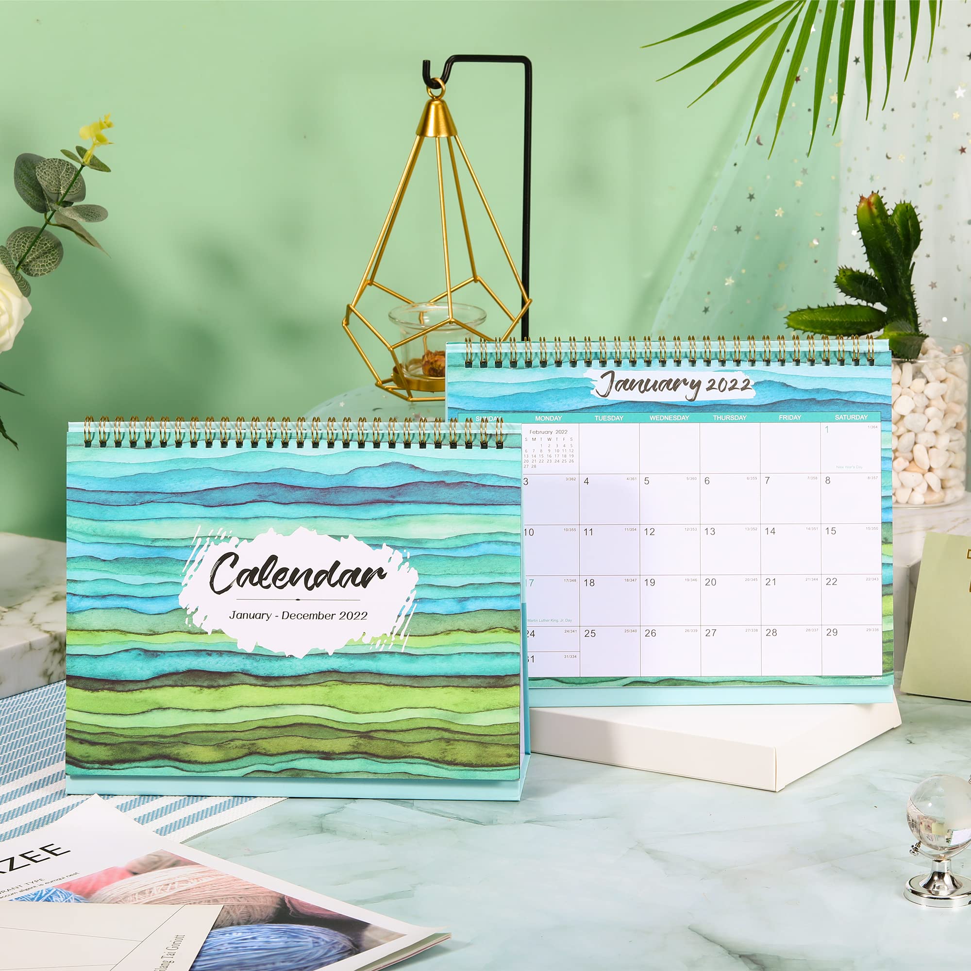 2022 Desk Calendar - Standing Flip 2022 Desktop Calendar with Thick ...