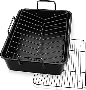 Amazon.com: P&P CHEF 16" Roaster Roasting Pan with Baking Rack and V ...