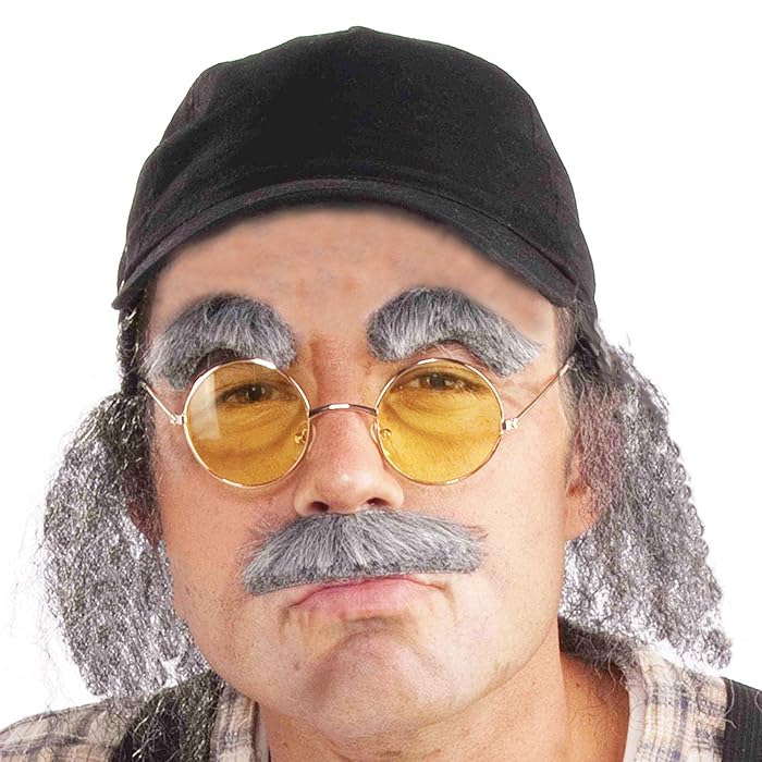 Buy Old Man Costume For Kids Boys - Grey Wig with Hat, Fake Glasses ...
