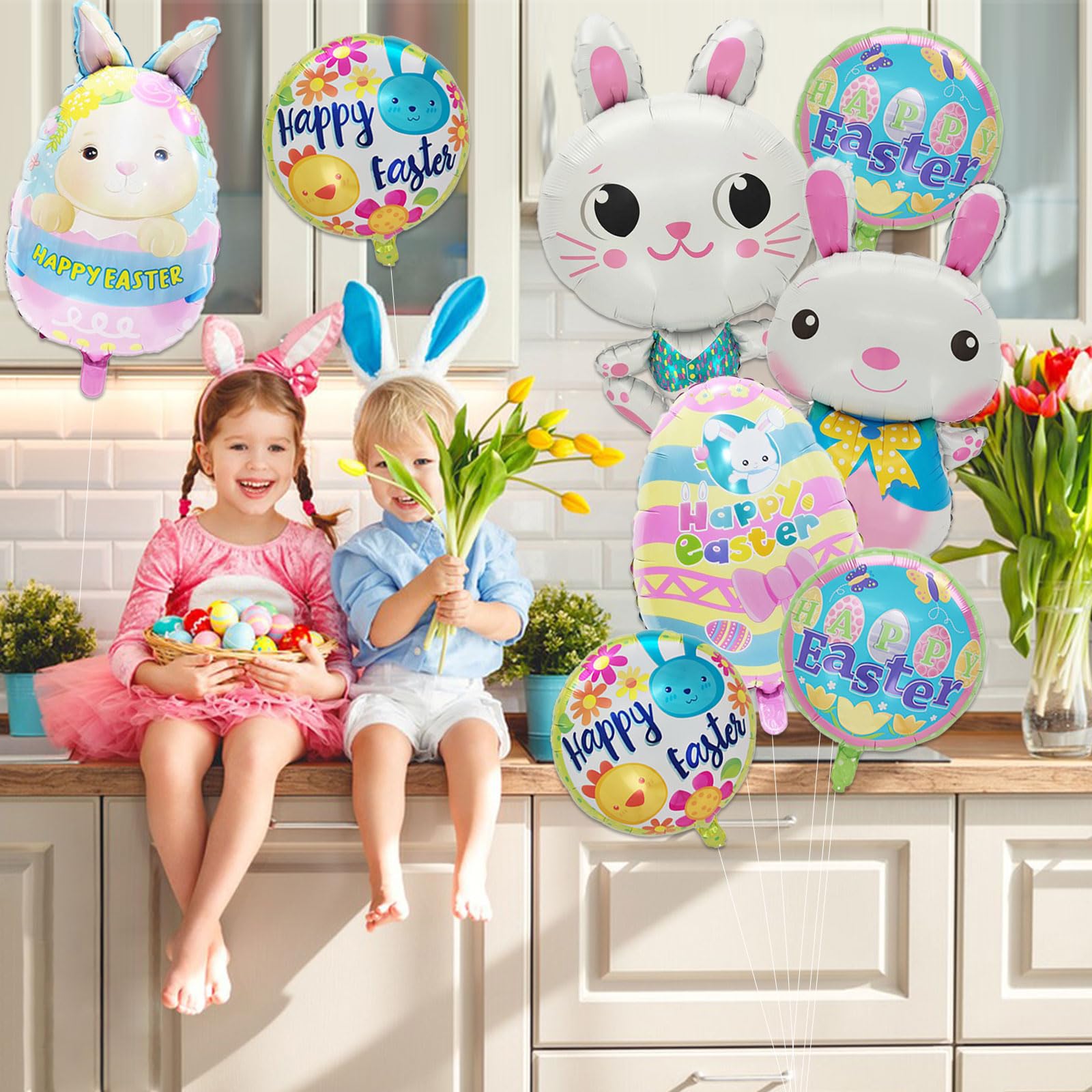 Snapklik.com : Easter Balloons Set - Easter Bunny Balloons Easter Egg ...