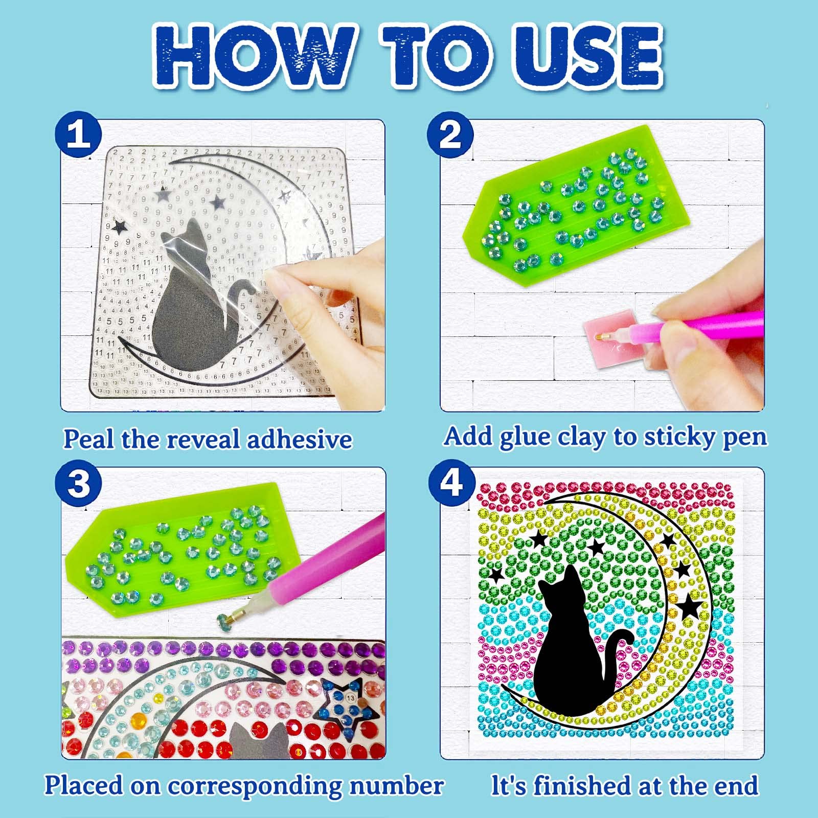 ORIGACH 6 Pieces Diamond Window Art Craft Kits for Kids, Big Gem 5D ...