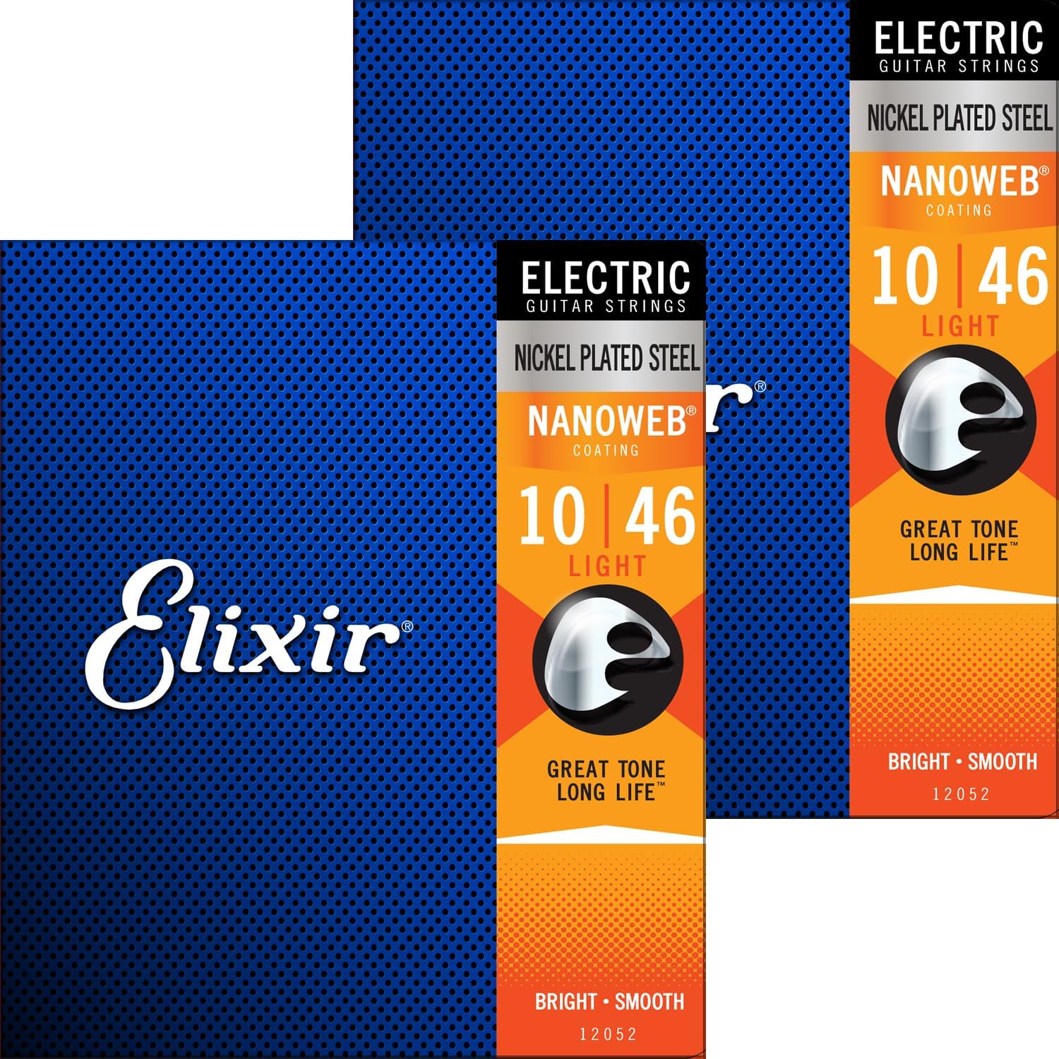 Amazon.com: Elixir Nanoweb 12152 electric guitar strings 12-52 (2 PACKS ...