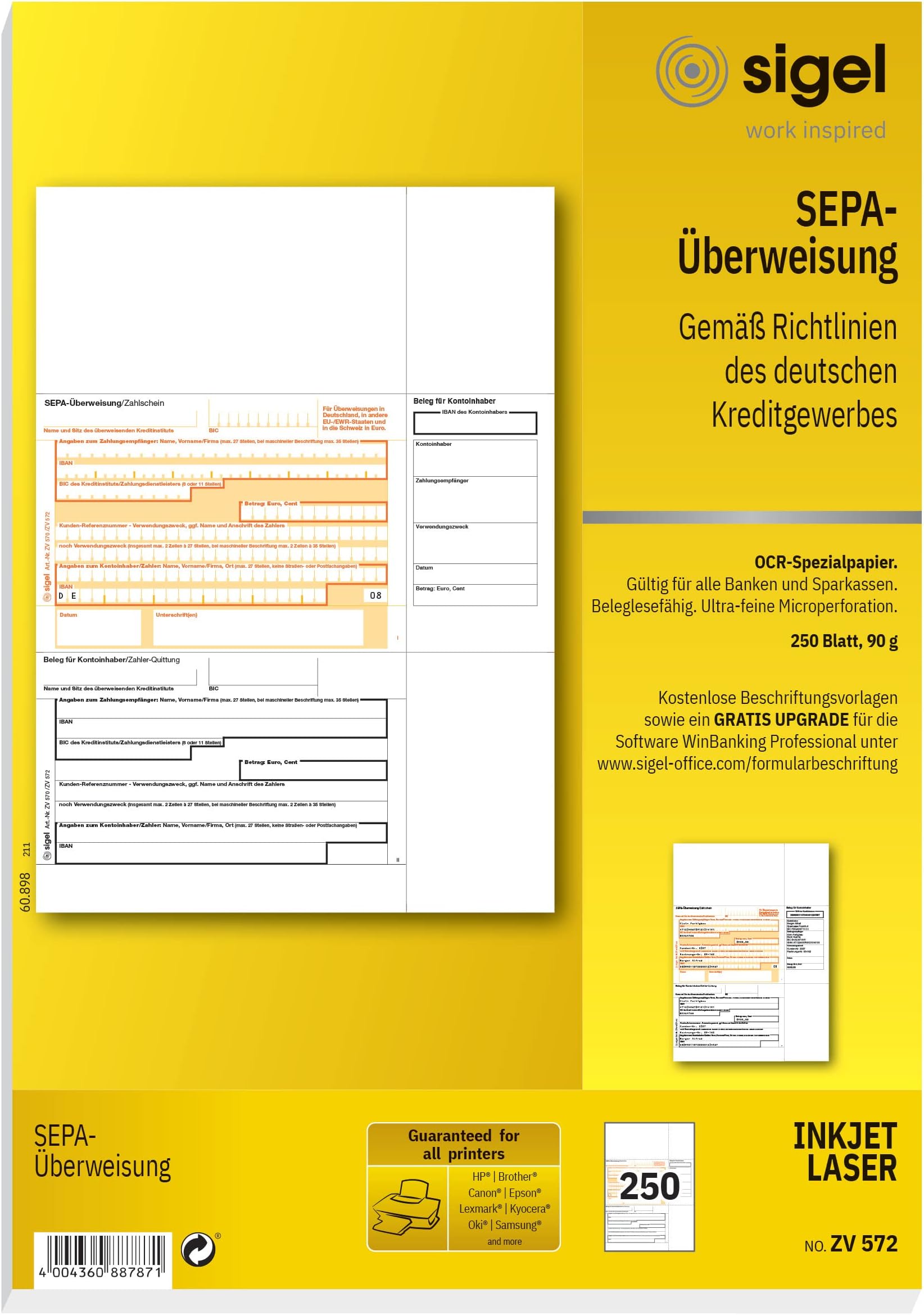 SIGEL SW235 WinBanking Professional, Software für Bankformular-Management, inkl. 60 ...