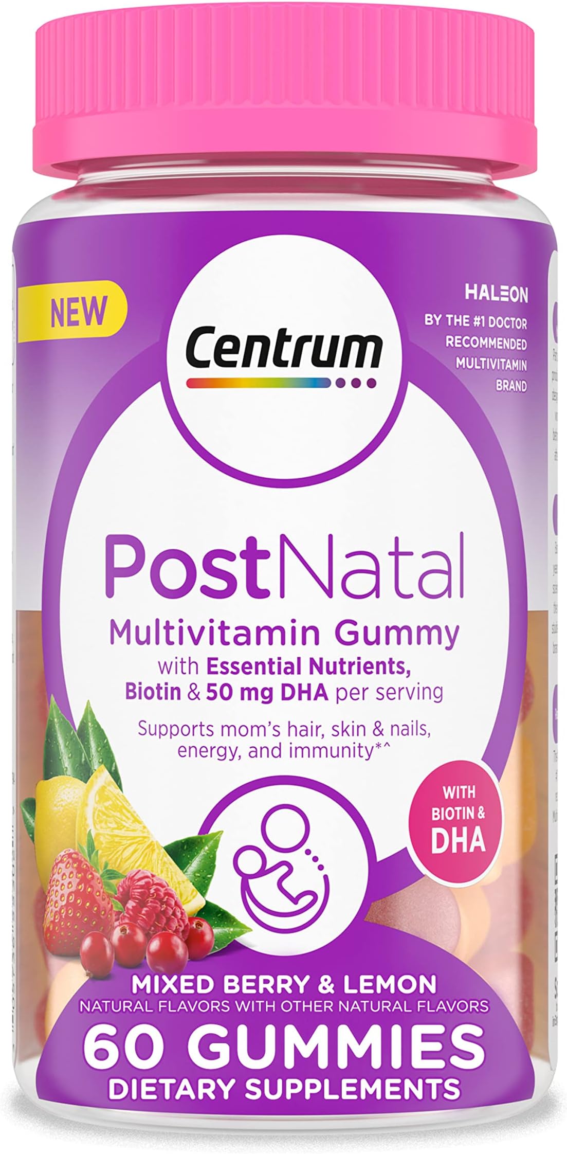 Amazon.com: Centrum Postnatal Multivitamin Gummies with Biotin and DHA ...
