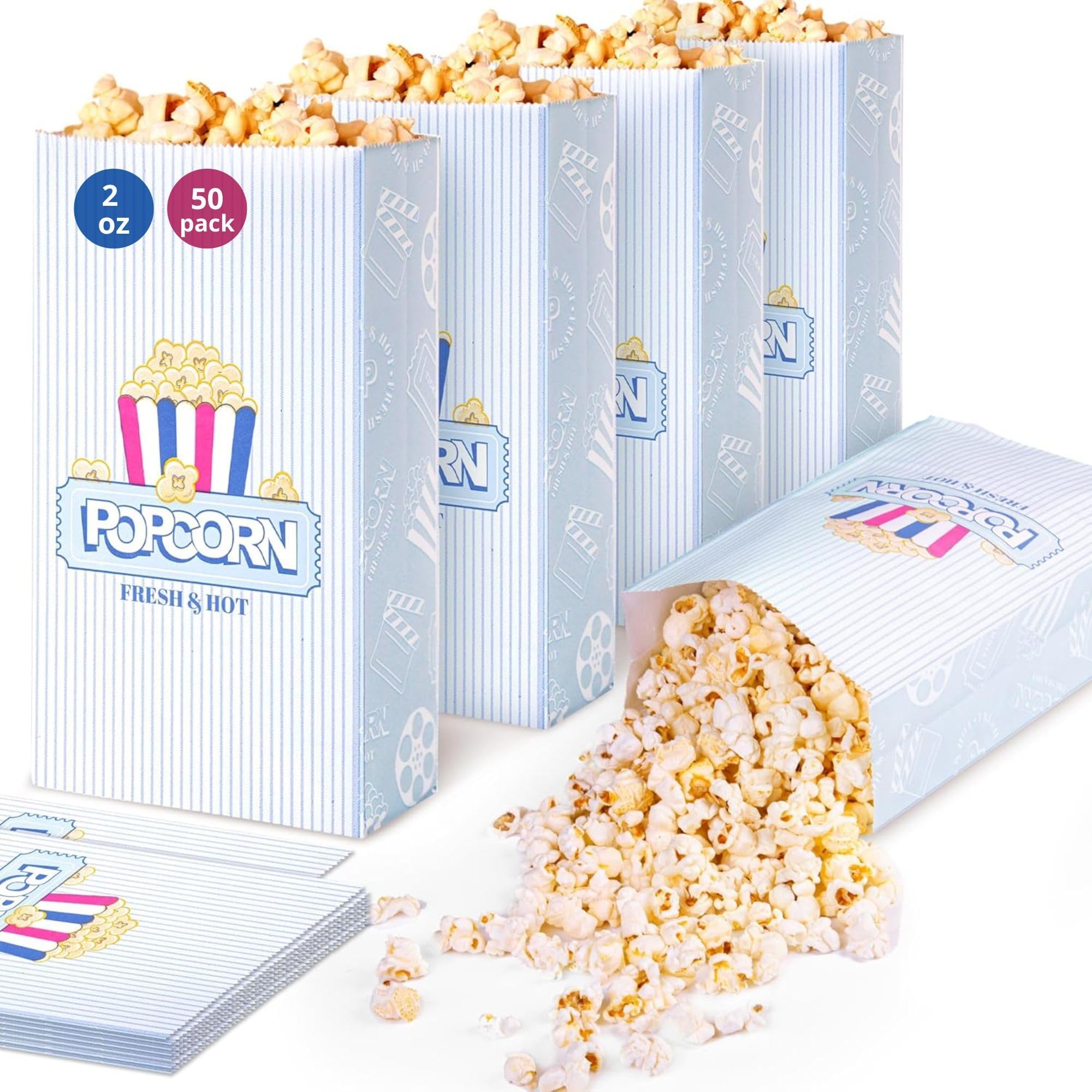 Amazon.com: MAQIHAN 100 Popcorn Bags Individual Servings - Flat Bottom ...
