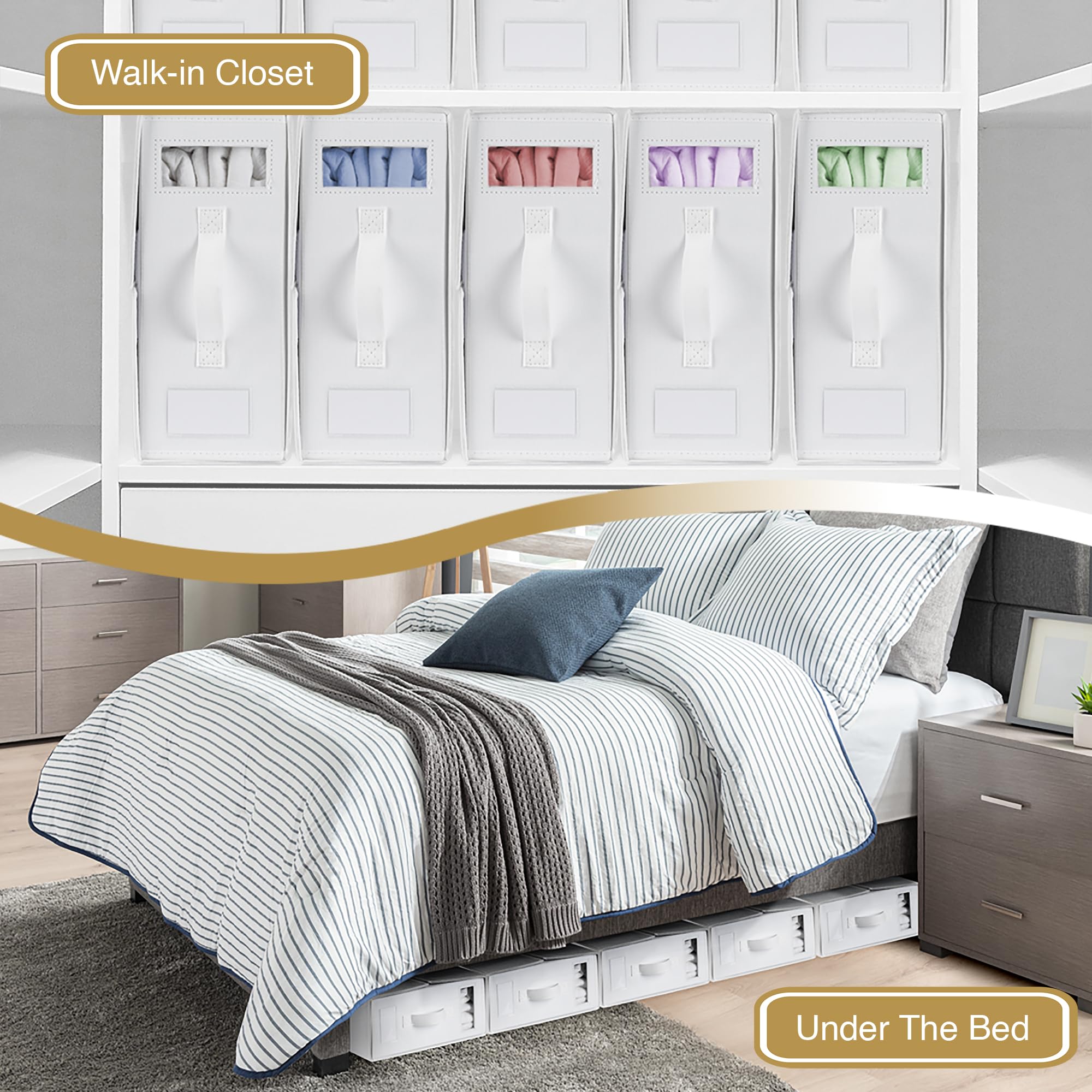 Snapklik.com : 6 Pack Bed Sheet Organizers, Foldable Linen Closet ...