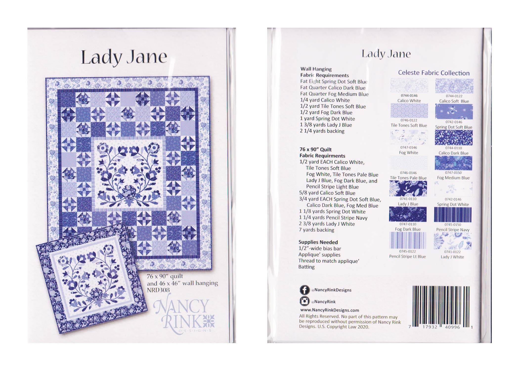 Nancy Rink Designs Quilt Pattern Lady Jane Instructions For Two | Desertcart Australia