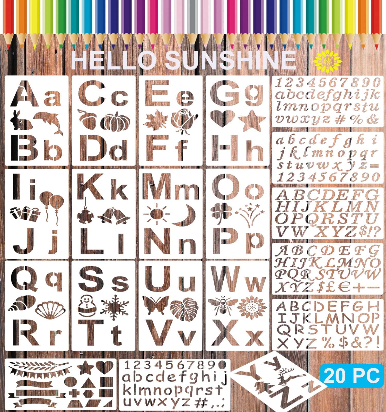 Buy 20 Pack, 4 x 7 Inch, Alphabet Stencils, Letter Stencil, Lettering ...