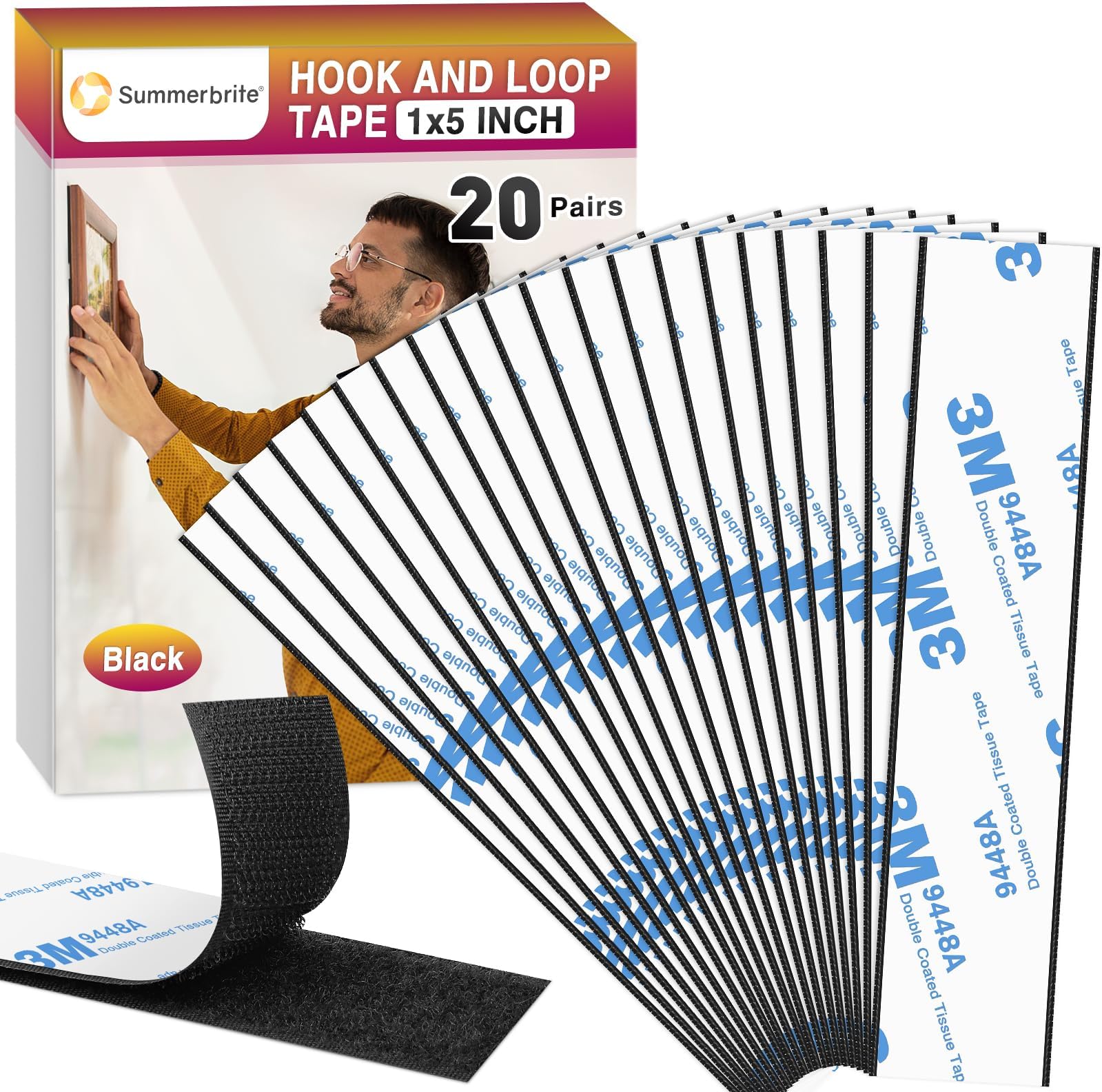 Amazon.com: Narrow Hook and Loop Tape Strips with Adhesive Back, 10 ...