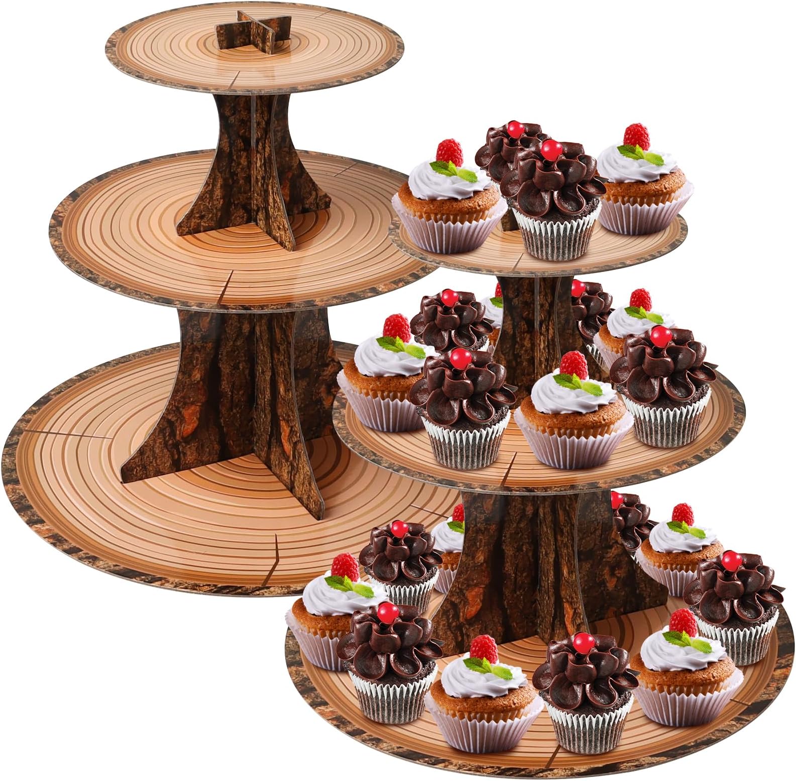 Amazon.com: 3 Tier Woodland Cardboard Cupcake Stand Wild Round Cupcake ...