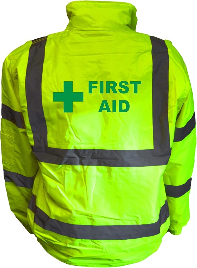 First Aid Yellow Hi Vis Bomber Jacket Reflective, Waterproof, Medical ...