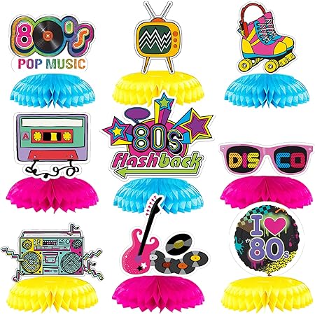 12 Pieces 80s Party Decorations，Decoration annee 80丨80s decoration for ...