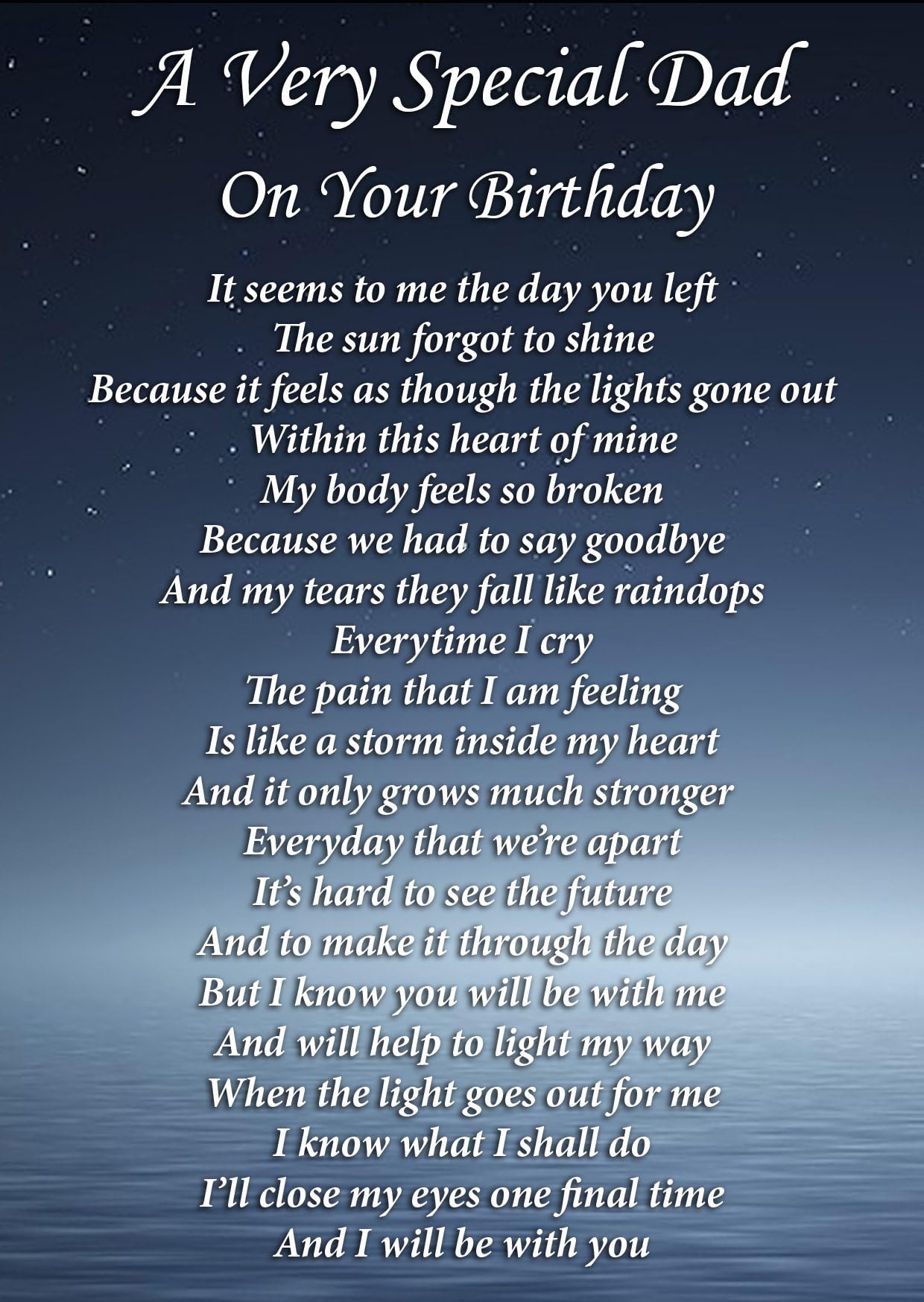 A Very Special Dad On Your Birthday Memorial Graveside Funeral Poem ...