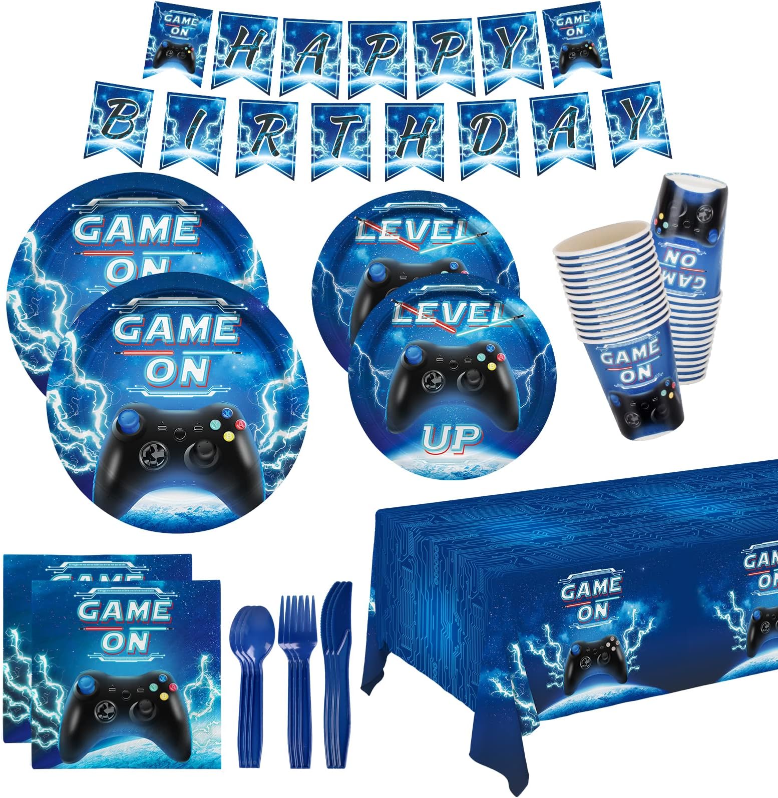 Amazon.com: Hegbolke Video Game Party Supplies Serve 20-81Pcs Plates ...