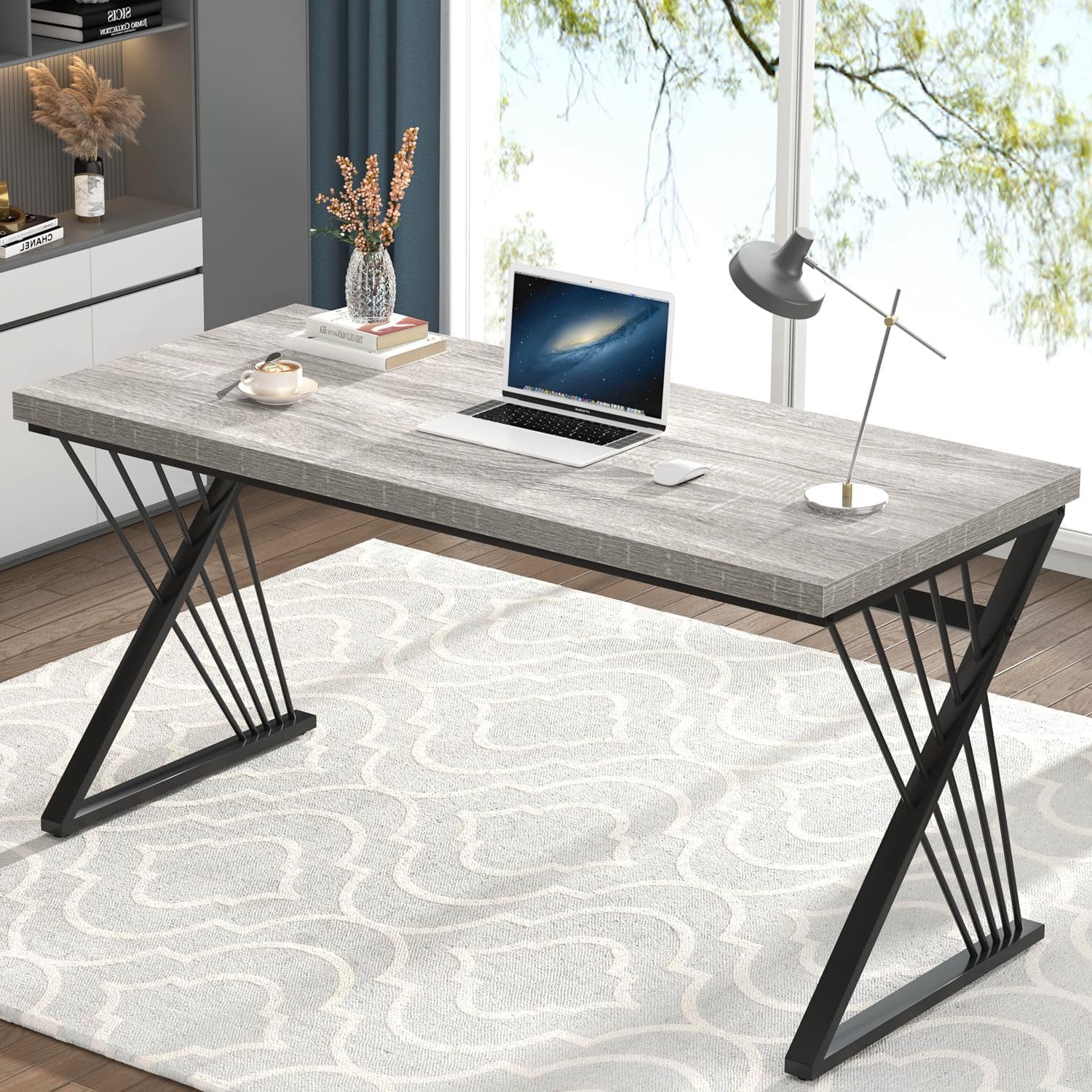 Amazon.com: FOLUBAN Modern Desk, Rustic Wood and Metal Computer Desks ...