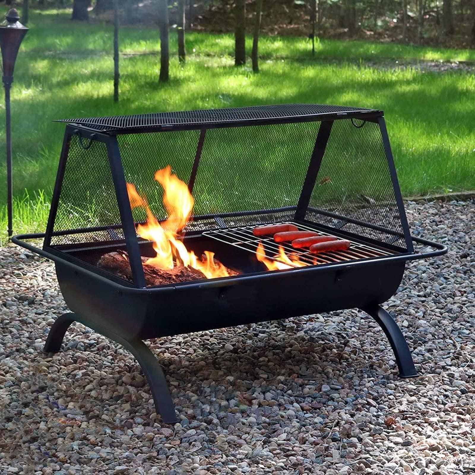Rectangular Fire Pit Log Yaheetech 32" Outdoor Square Fire Pit, Copper