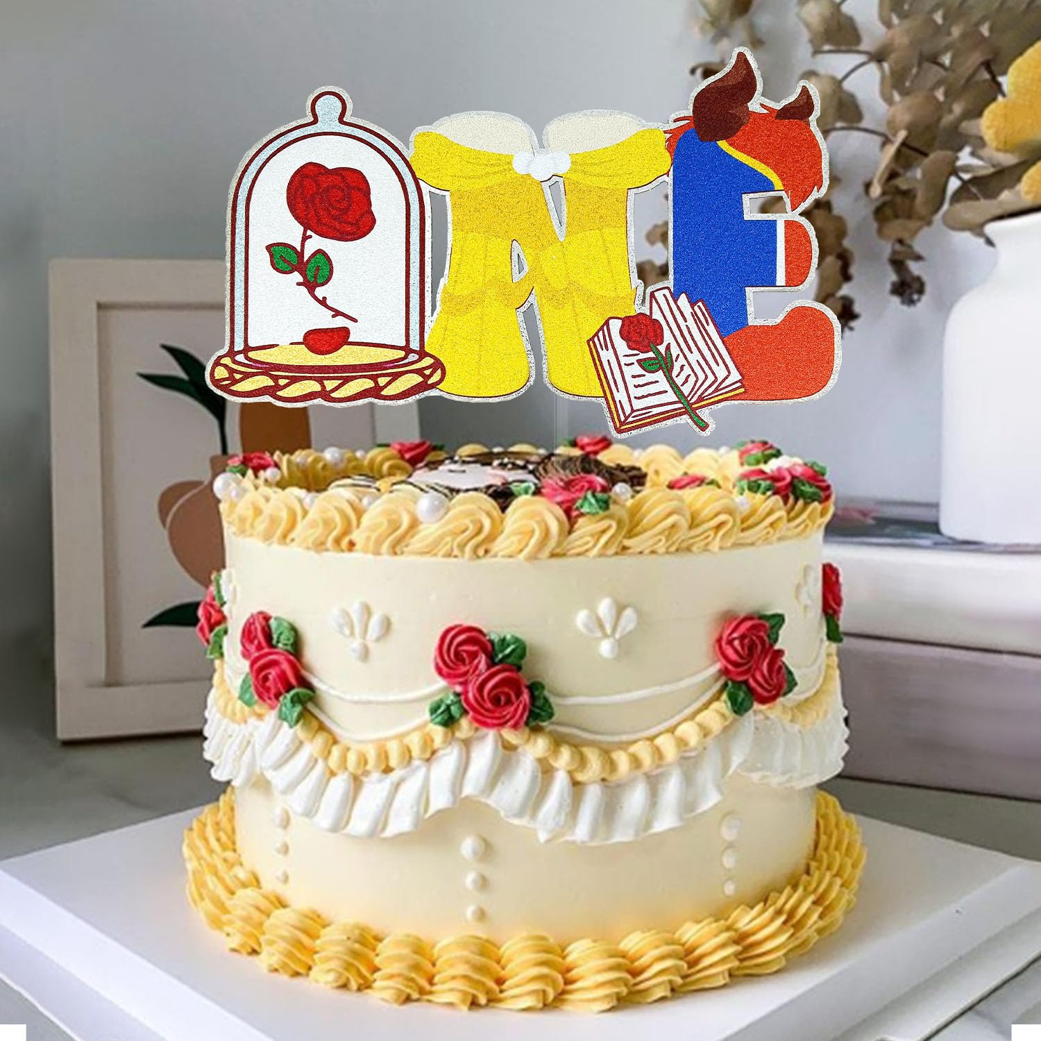 Snapklik.com : Princess Bella One Cake Topper, Beauty And The Beast 1st ...