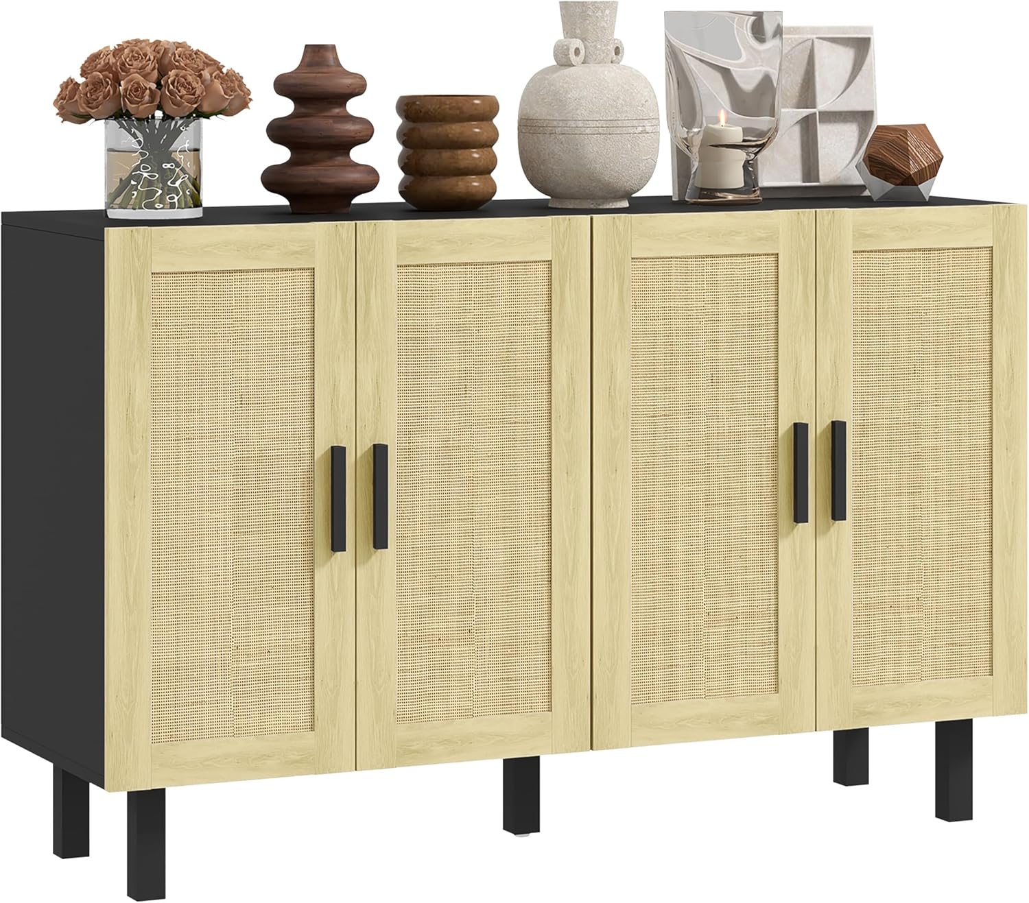 Amazon.com - HOMCOM Boho Sideboard Buffet Cabinet, Coffee Bar Cabinet ...