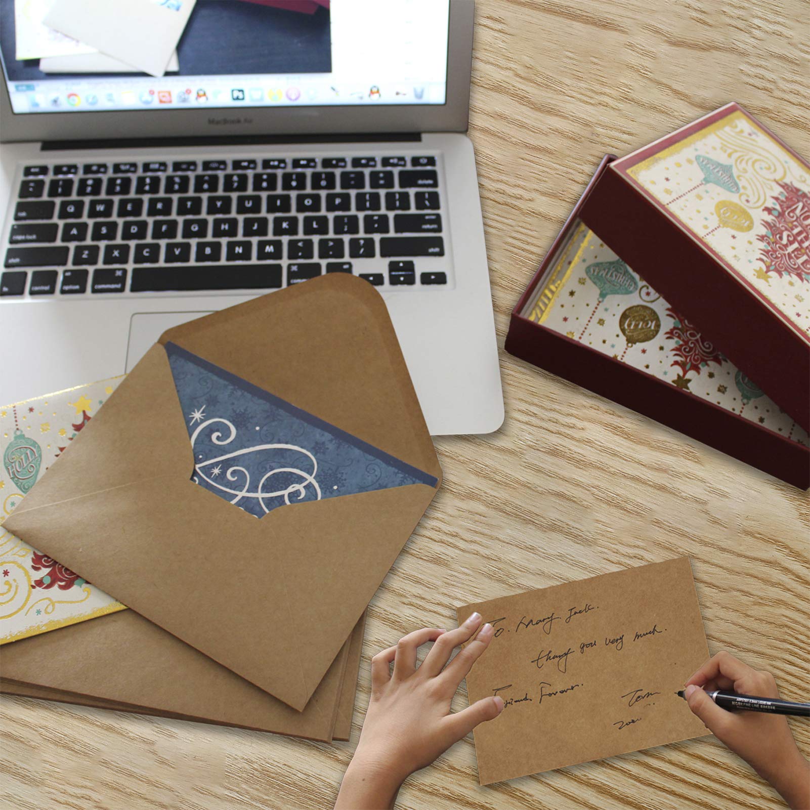 Xxcxpark 100 Pack A7 tear tape Envelopes and 100 Pack unfoldable blank ...