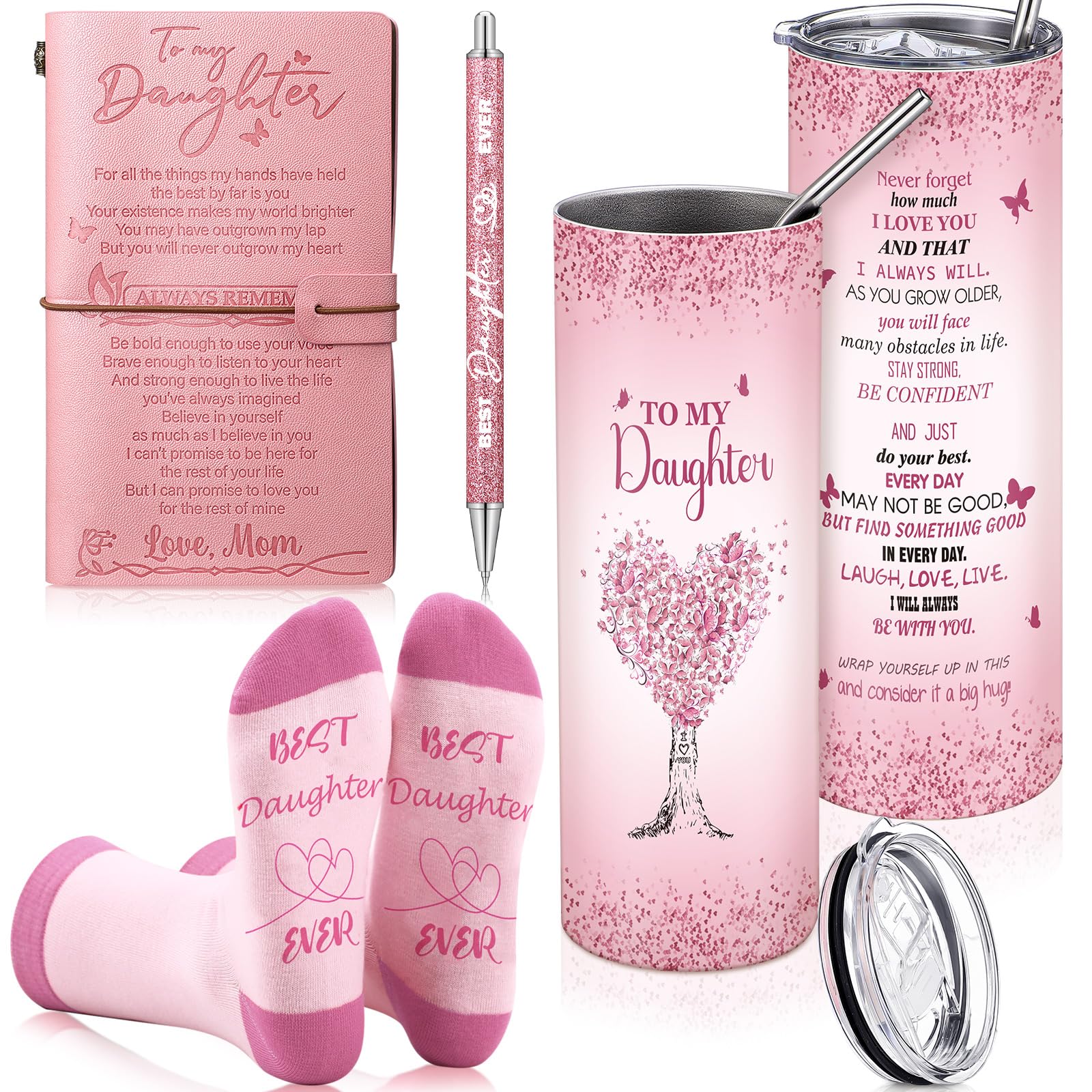 Amazon.com | Moinchore 4 Pcs to My Daughter Gifts Set Leather Journal ...