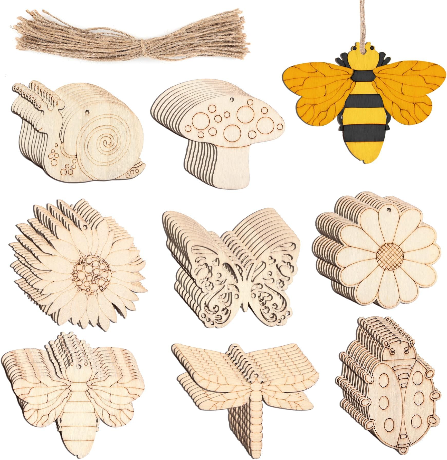 Amazon.com: Catephe Unfinished Wood Crafts, 36 Pcs Wooden Crafts to ...
