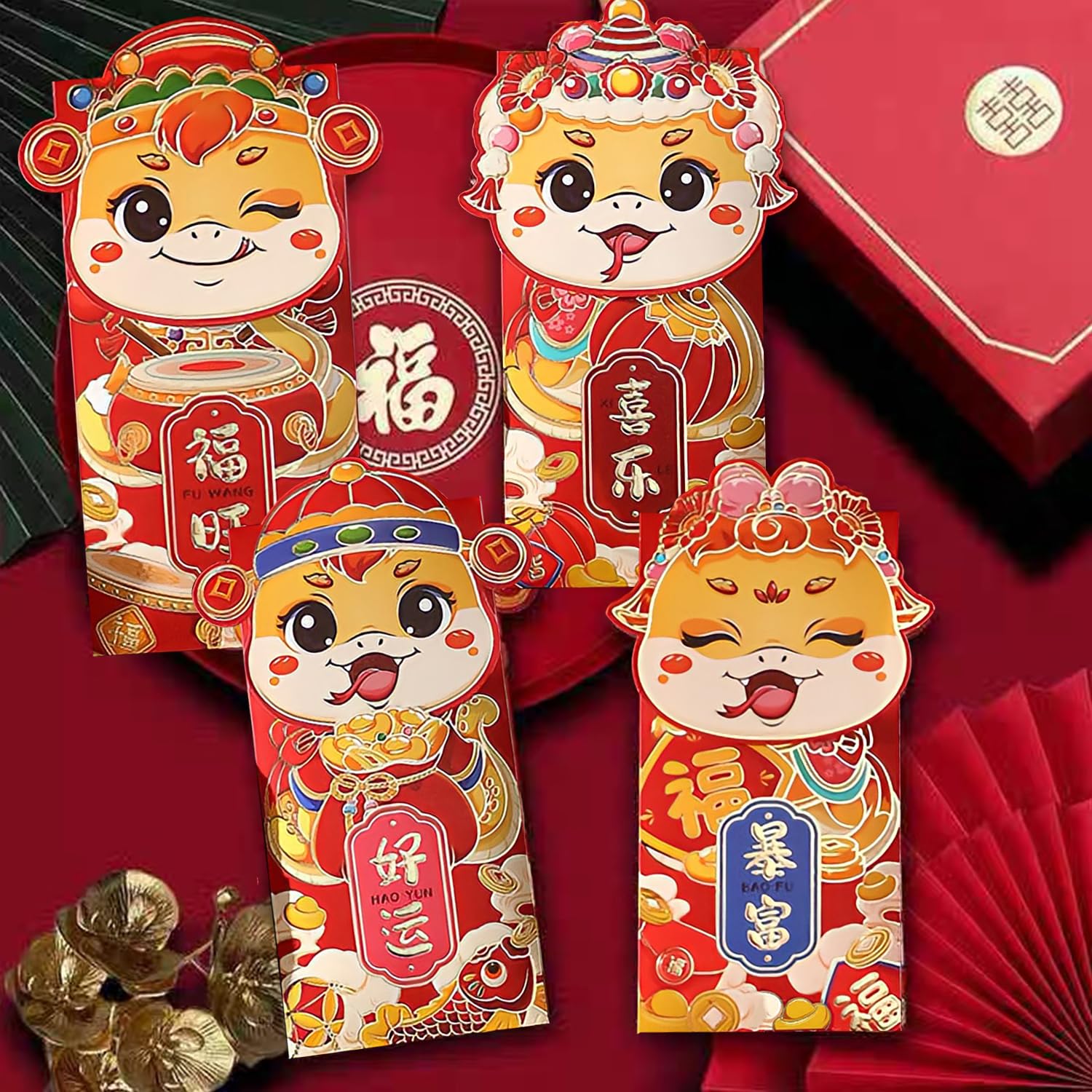 Snapklik.com : 12 PCS Chinese New Year Red Envelopes 2025 Year Of The ...