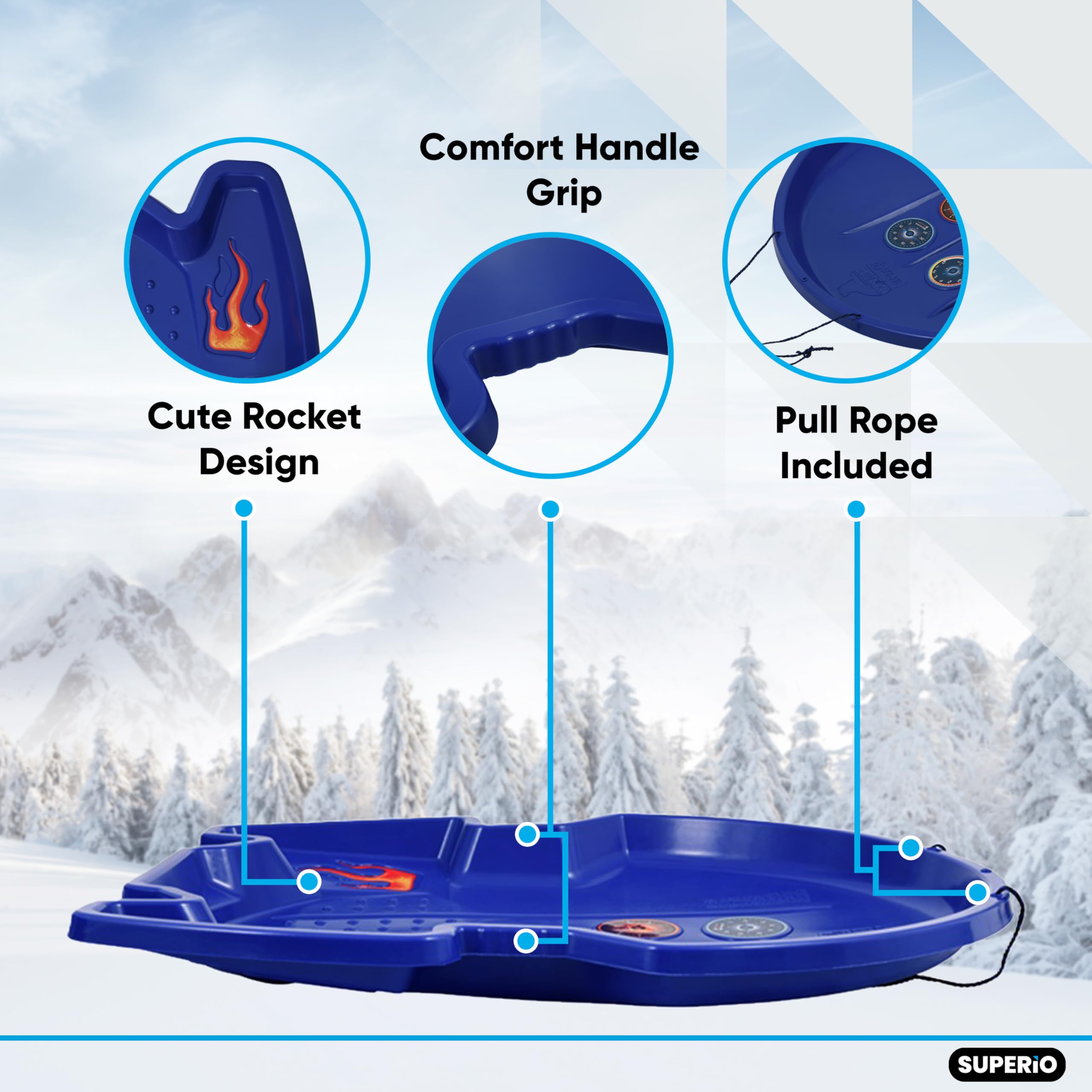 Secoupe Neige Superio Round Plastic Sled - 24 Inch Snow Saucer With ...