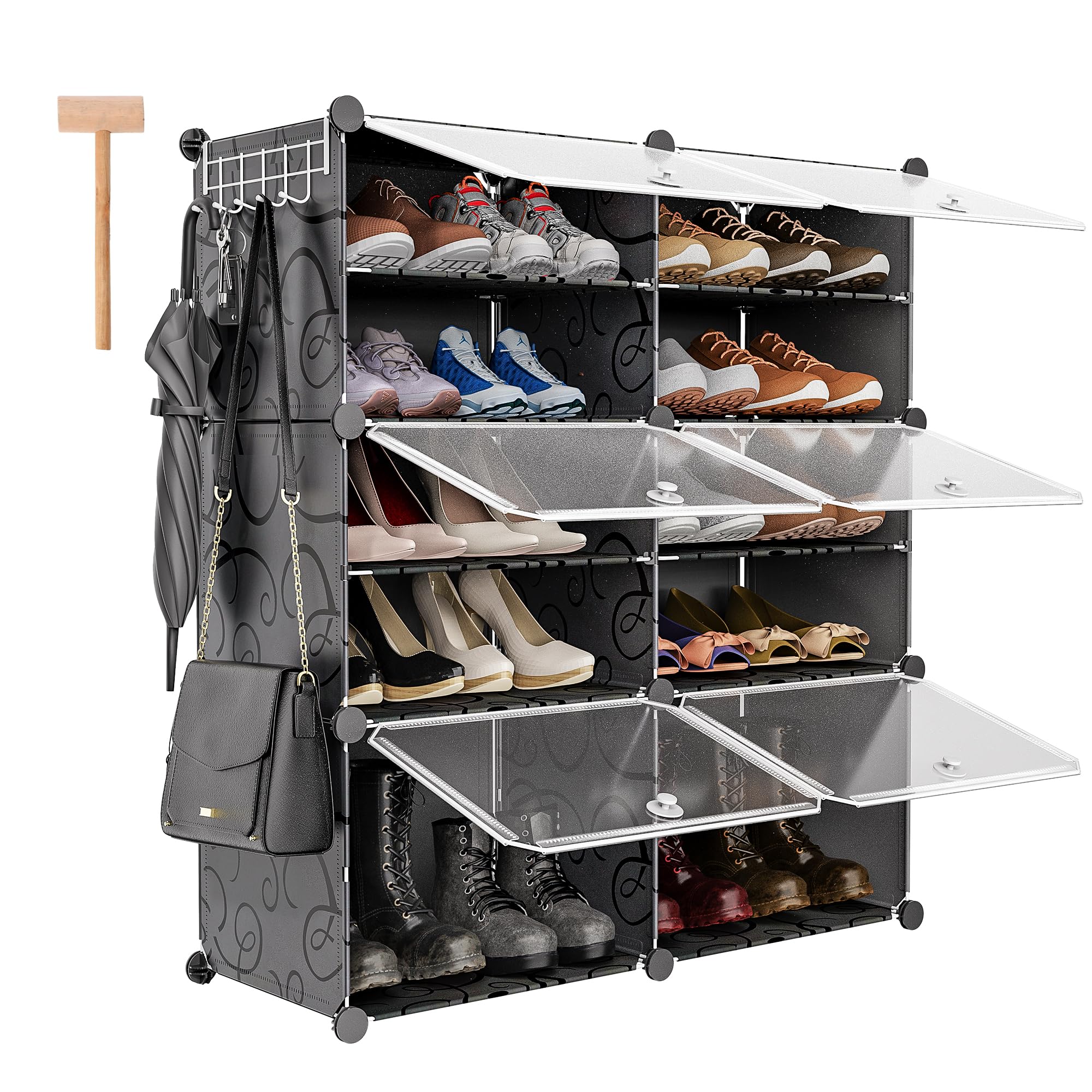 Amazon.com: susici 6 Tier Portable Shoe Rack Organizer 24 Pair Covered ...