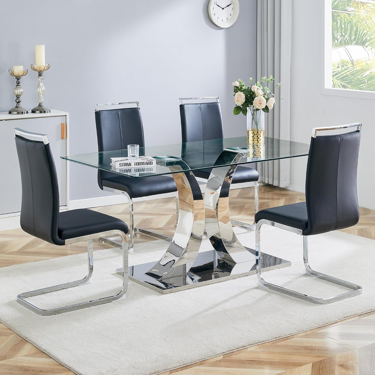 Amazon.com - MUUOKY 4 Chair Dining Table Set, 5 Piece Dining Table Set ...