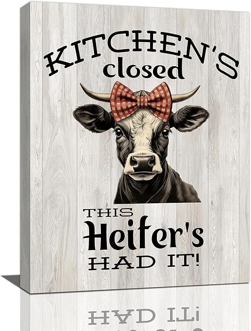 Amazon.com: Farmhouse Cow Kitchen Decor Cute Kitchen Wall Art Rustic ...