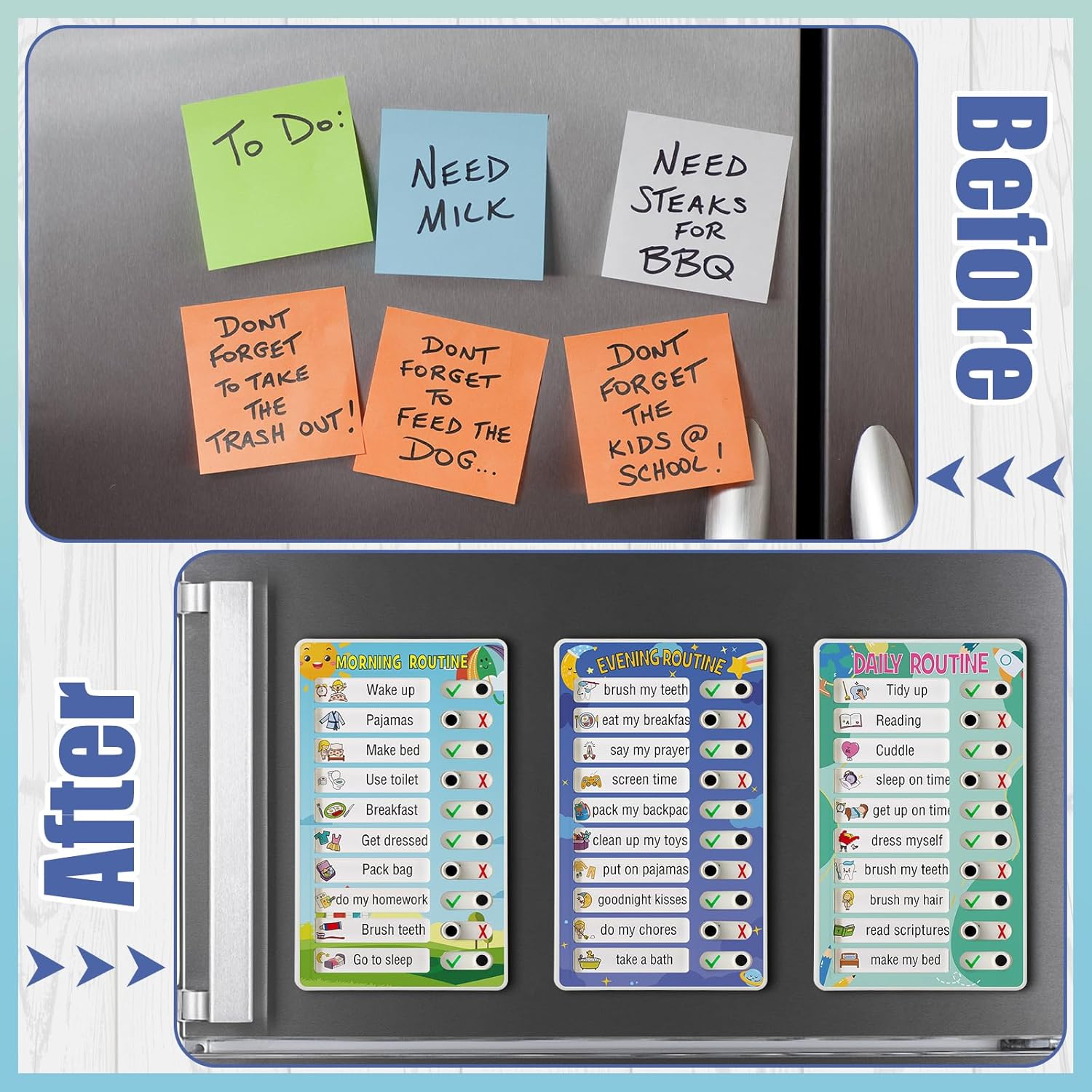 3 Pcs Daily Routine Chart for Kids Magnetic Visual Dominica | Ubuy