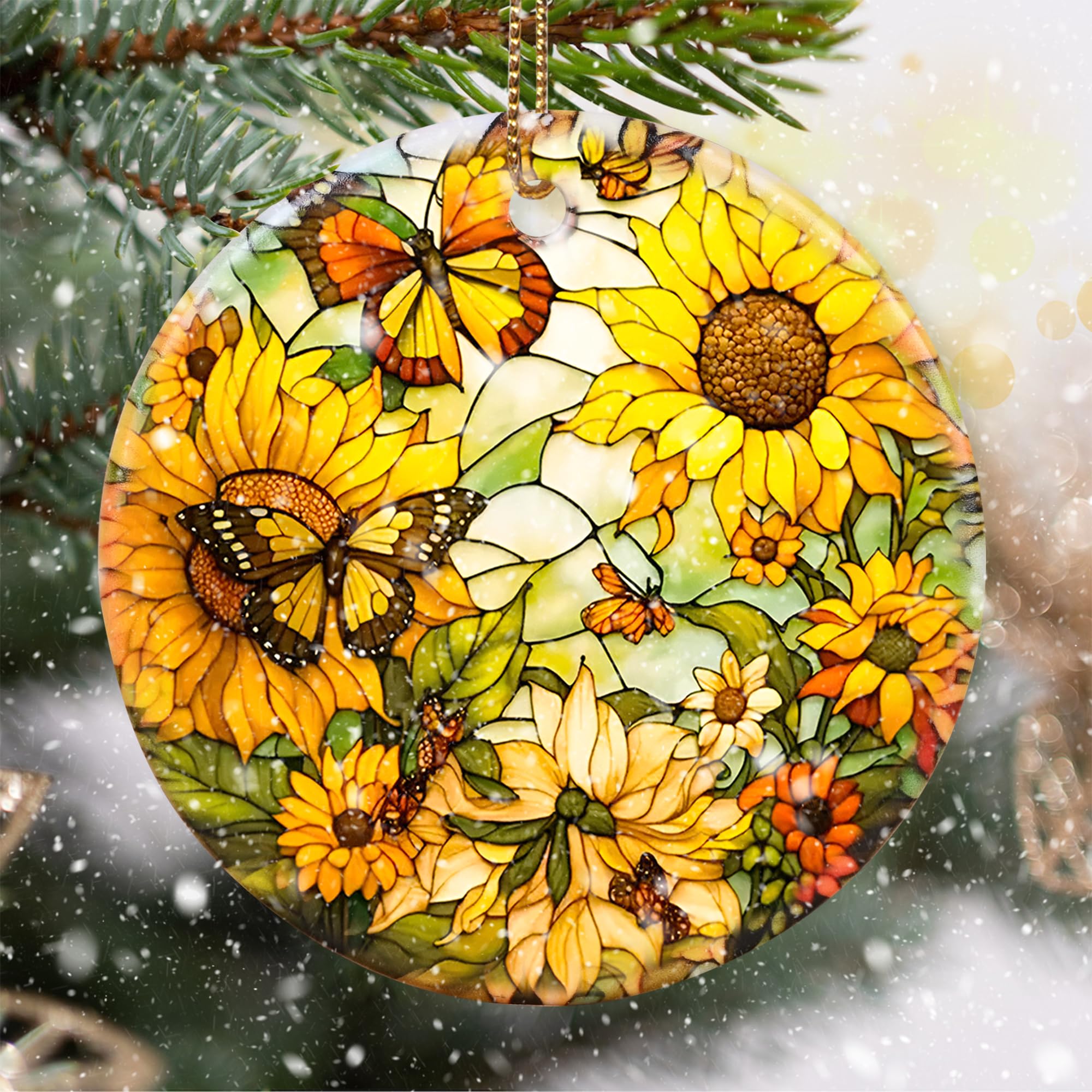 Amazon.com: Touber Stained Ceramic Butterfly with Sunflower - Christmas ...