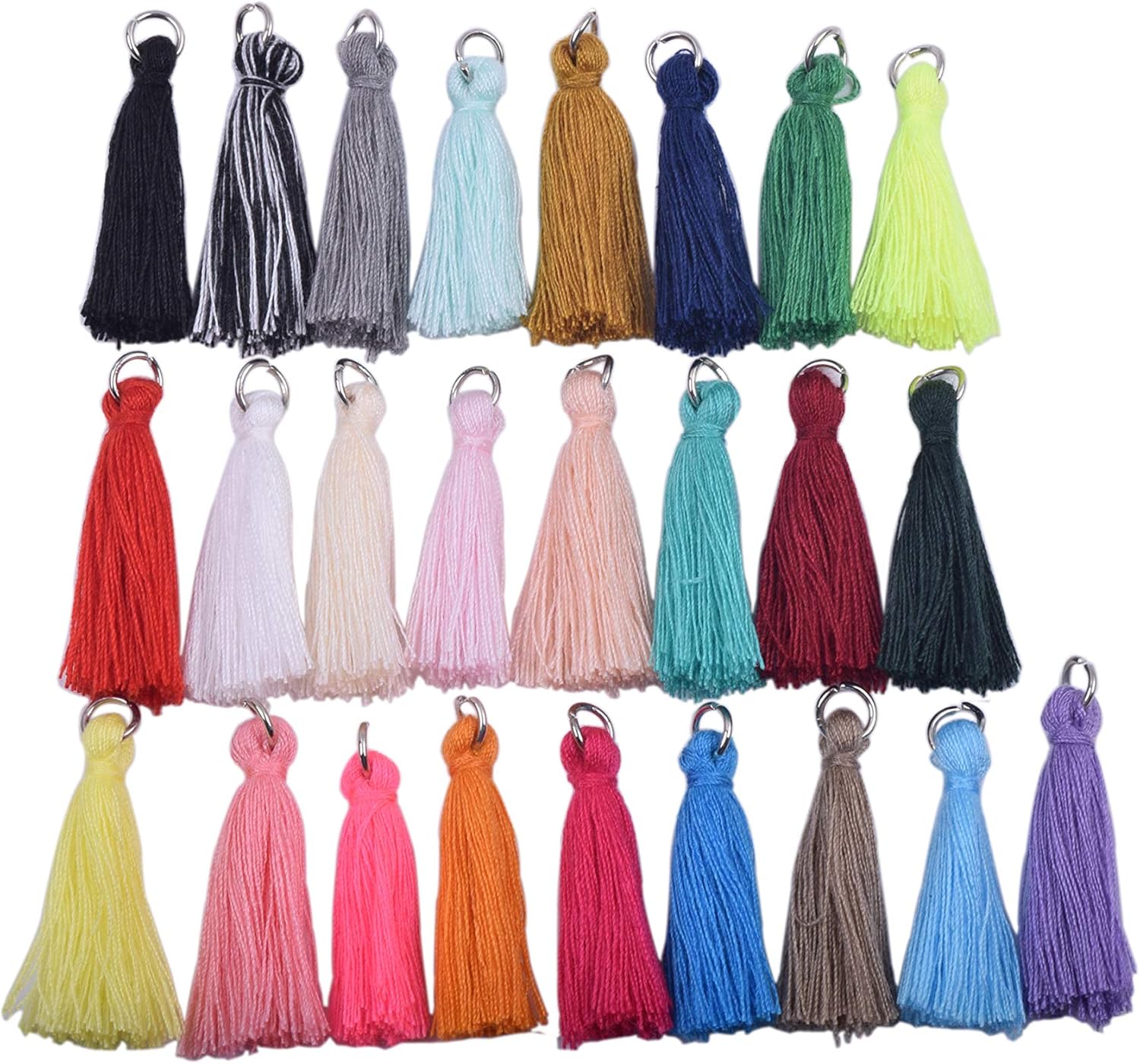 Amazon.com: KONMAY Mini Crafting Tassels with Silver Jump Ring, 50pcs ...