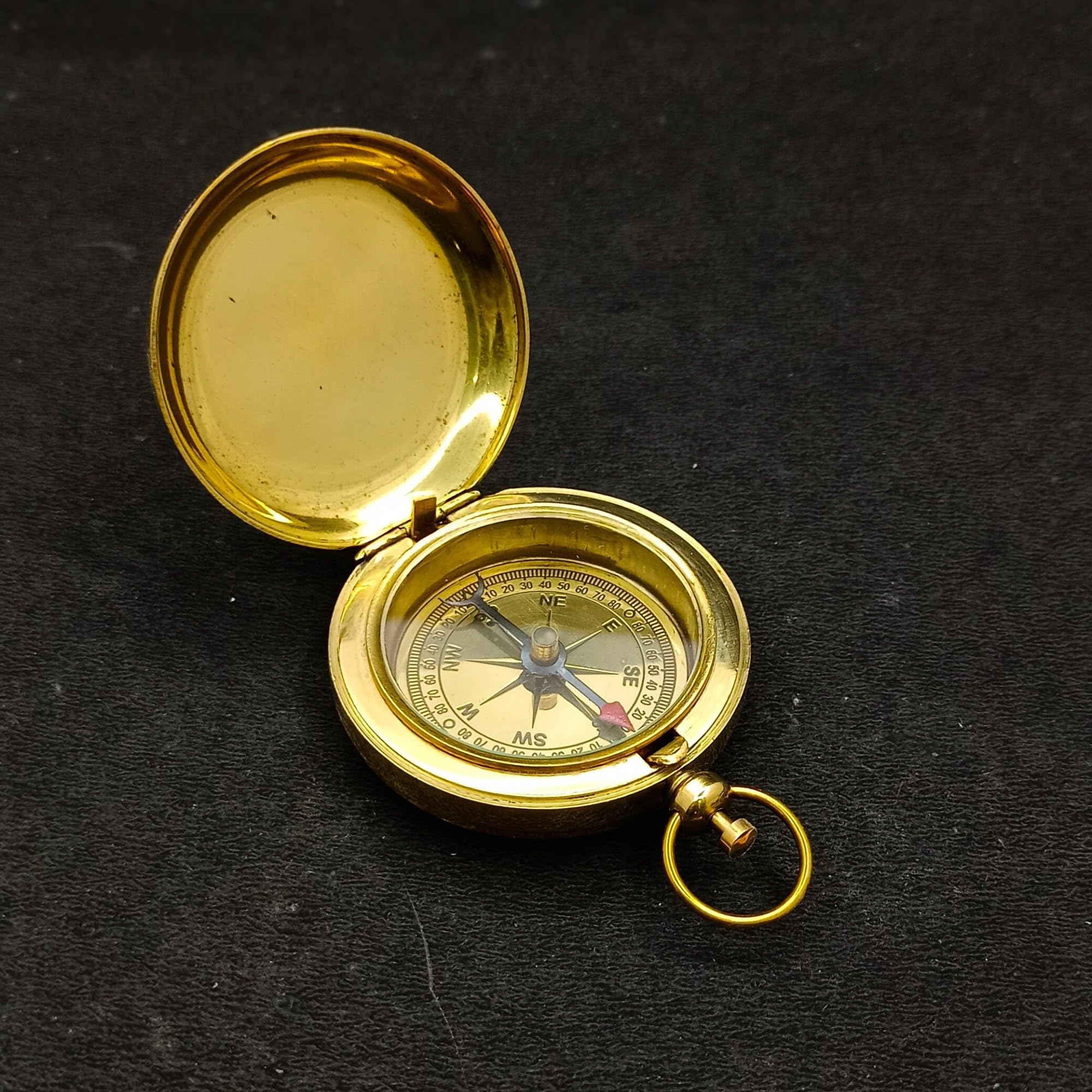 Amazon.com : Vintage Brass Pocket Compass with Keychain, 2 inch ...